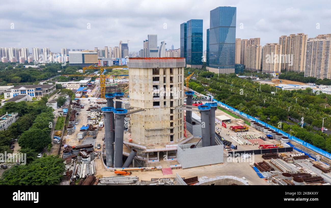 Aerial photos show the Hainan Center Project located in the Dayingshan ...