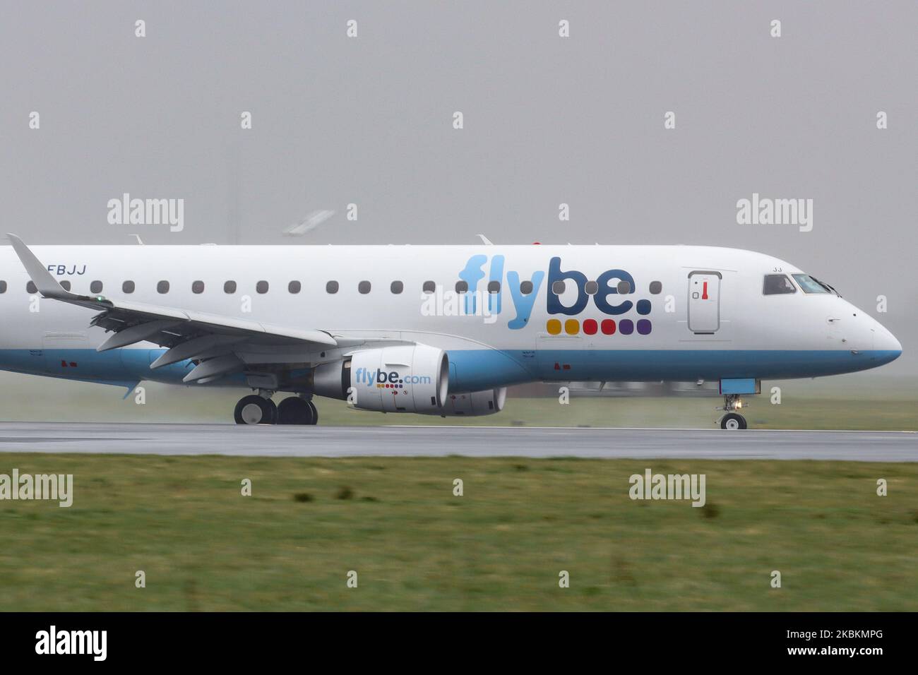 Flybe Embraer ERJ-175 aircraft as seen landing and taxiing at Amsterdam ...