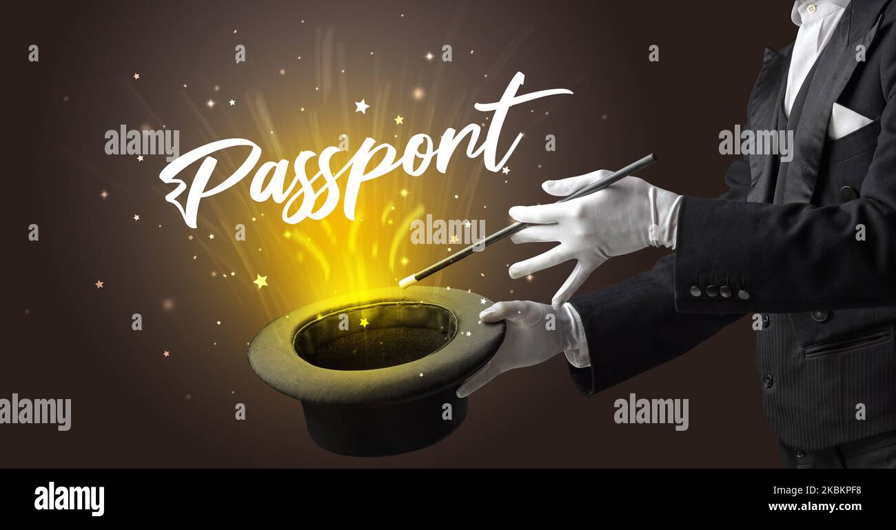 Old Magician is showing magic trick Stock Photo - Alamy