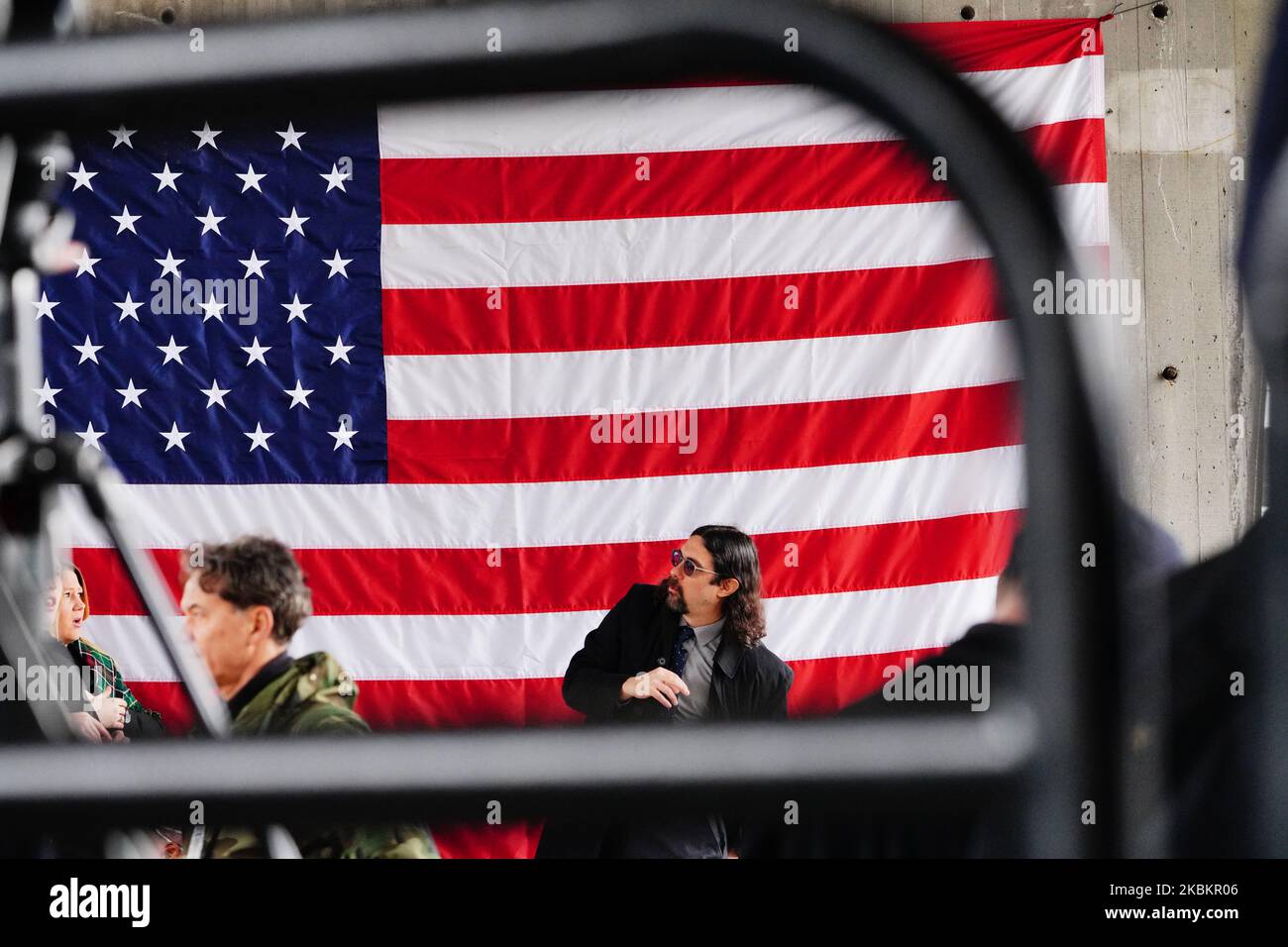 A huge American flag placed at Pier 90, New York City to proudly ...