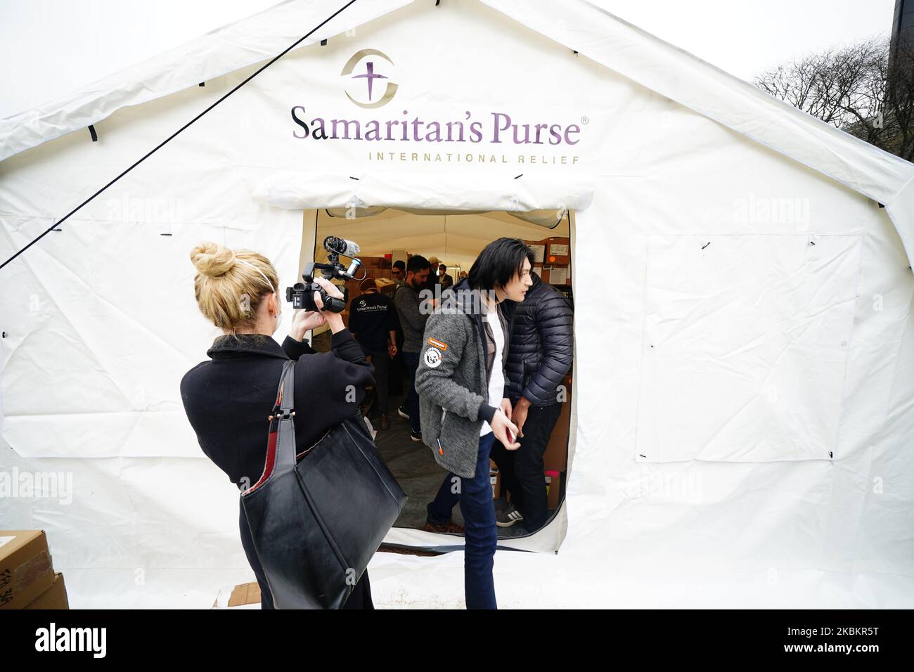 The Samaritan's Purse is seen checking inventory of medical supplies at ...