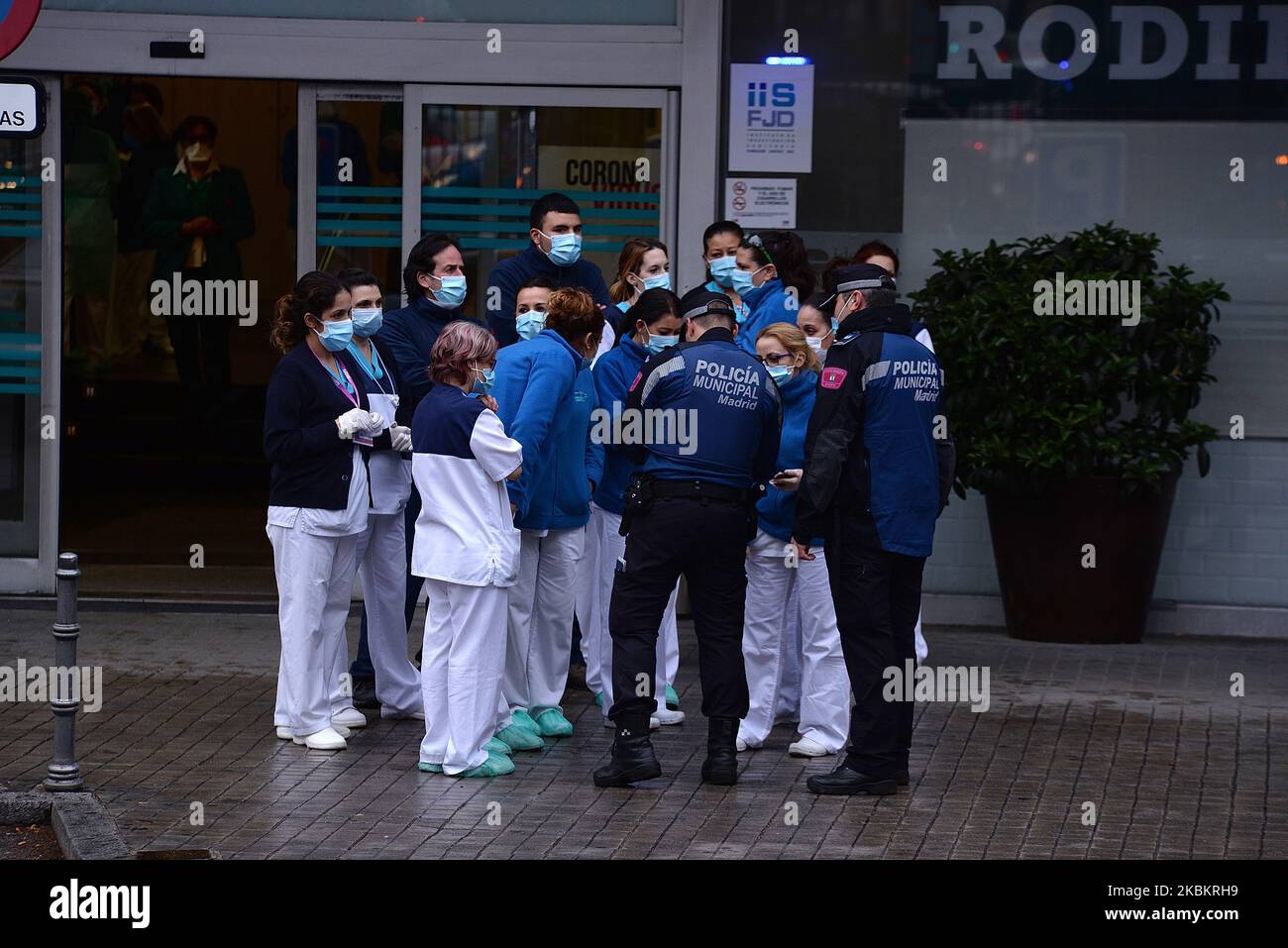 Medical staff from two hospitals joined police officers, the civil ...