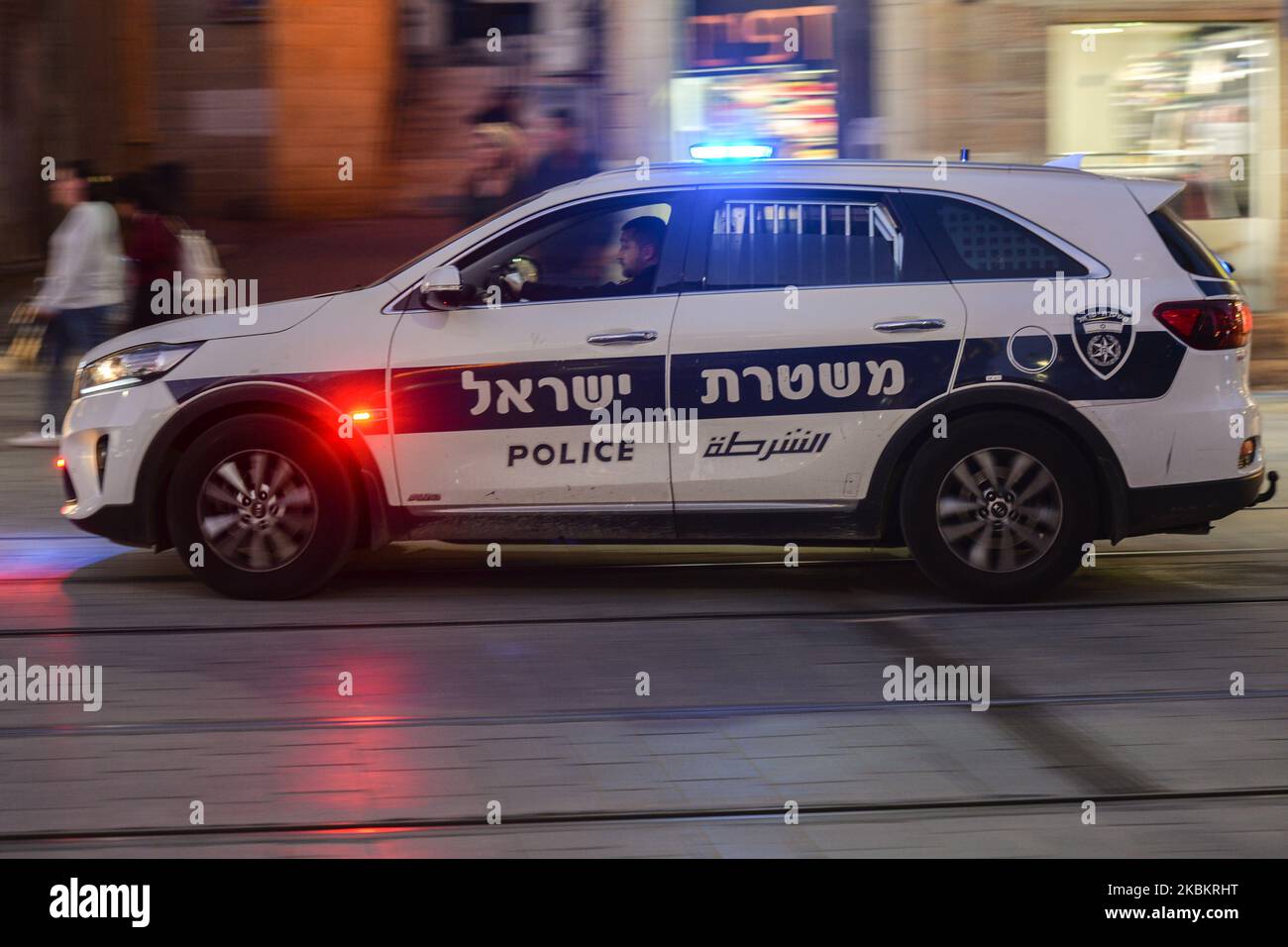 Israeli police car patrolling hi-res stock photography and images - Alamy