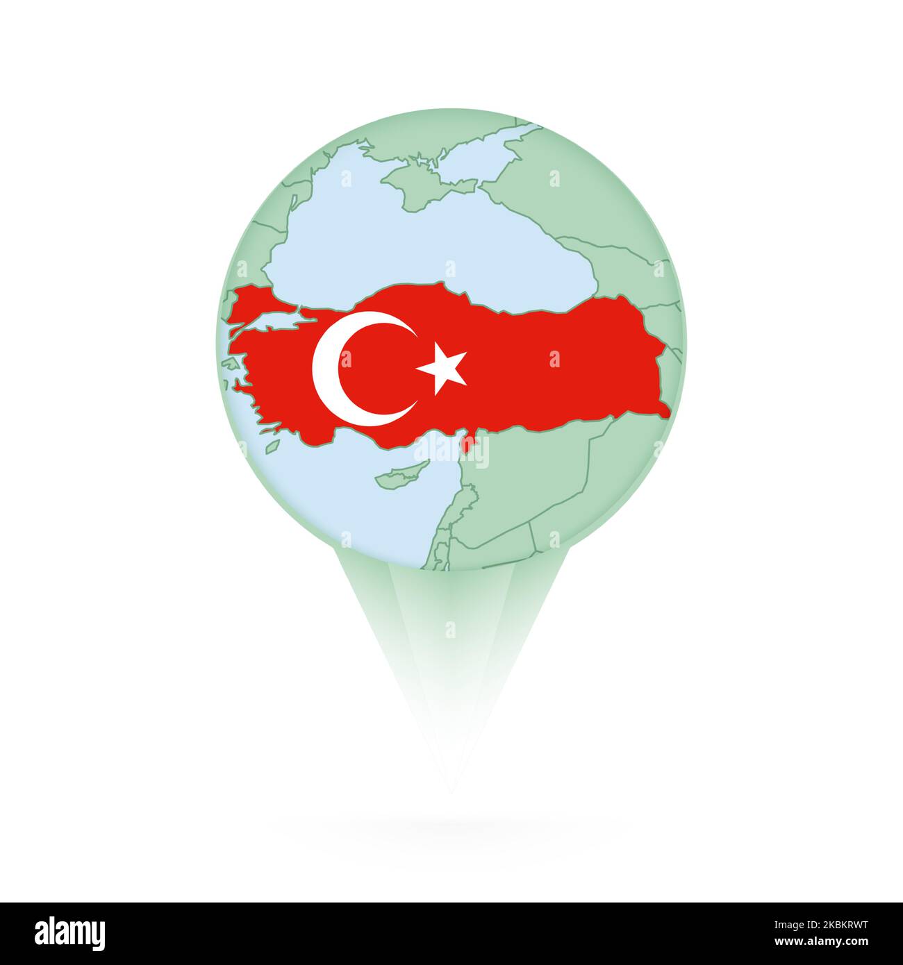 Turkey map, stylish location icon with Turkey map and flag. Green pin ...