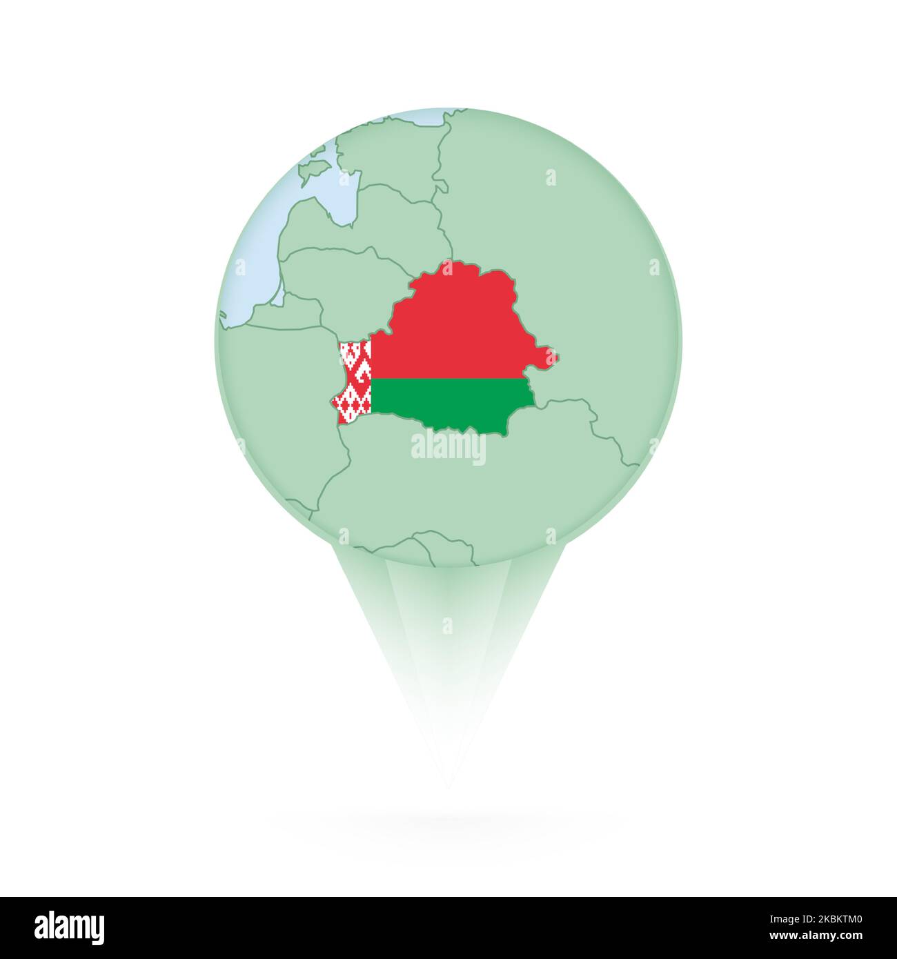 Belarus map, stylish location icon with Belarus map and flag. Green pin ...