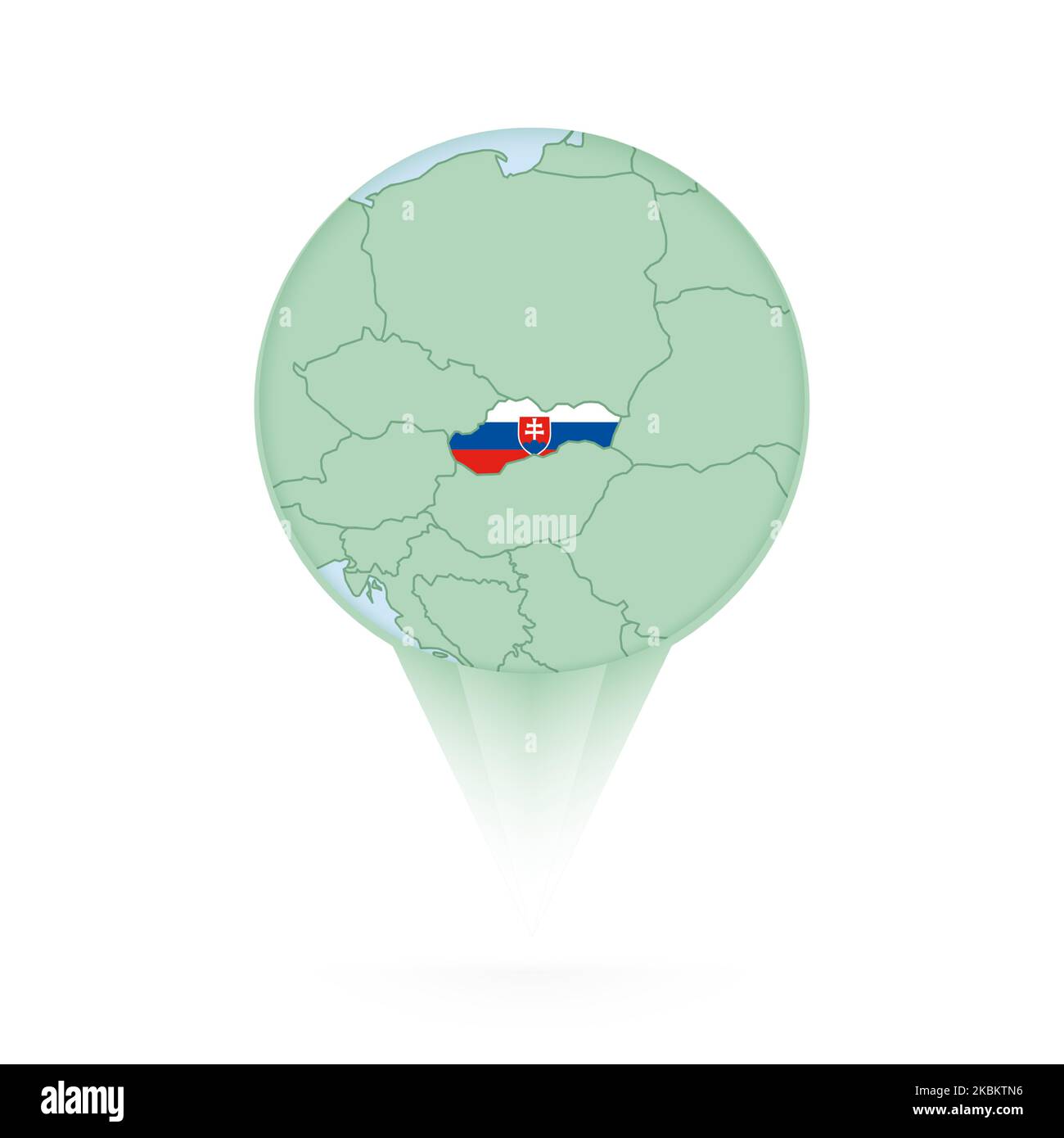 Slovakia map, stylish location icon with Slovakia map and flag. Green ...