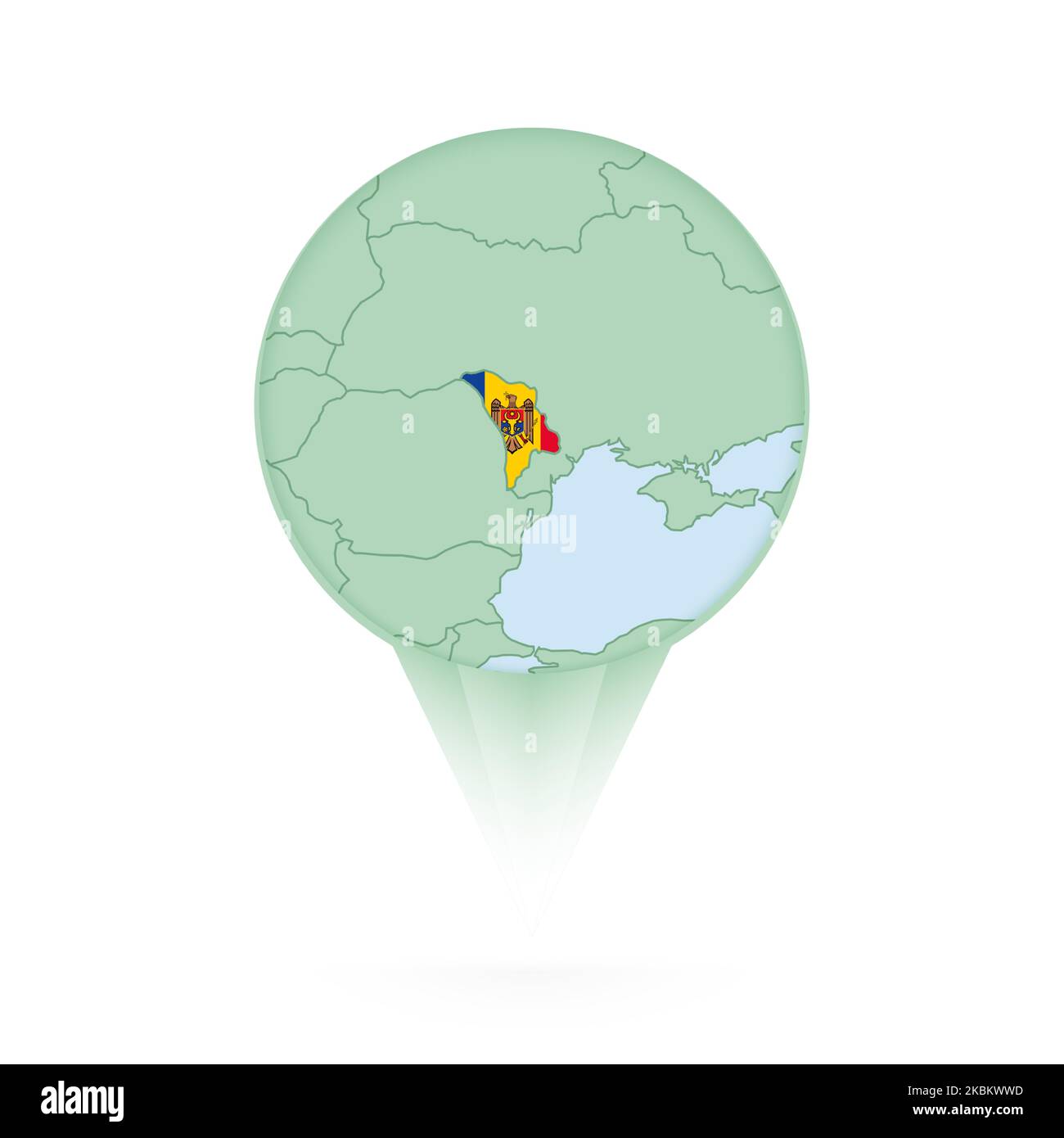Moldova map, stylish location icon with Moldova map and flag. Green pin ...