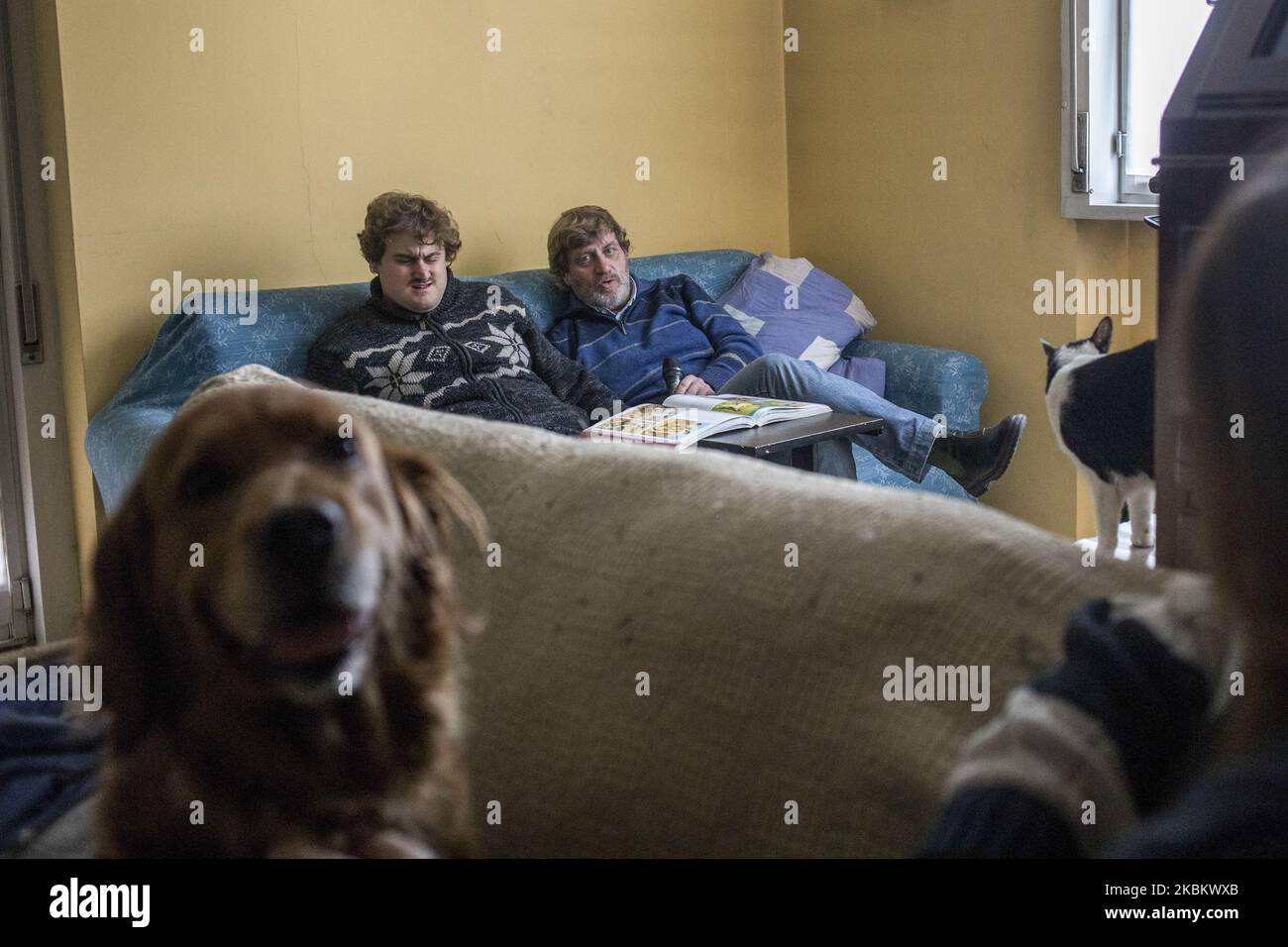 Turin, Italy 30 March 2020. Edoardo, an autistic boy lives the Covid-19 ...