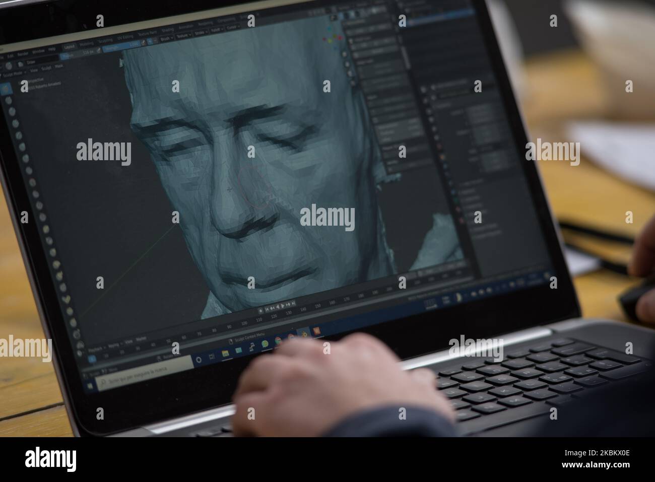 The face of a person is treated by the software developed by the ...