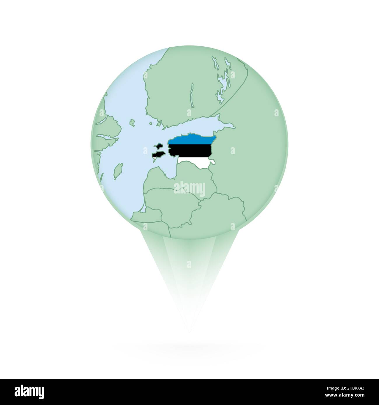 Estonia map, stylish location icon with Estonia map and flag. Green pin ...