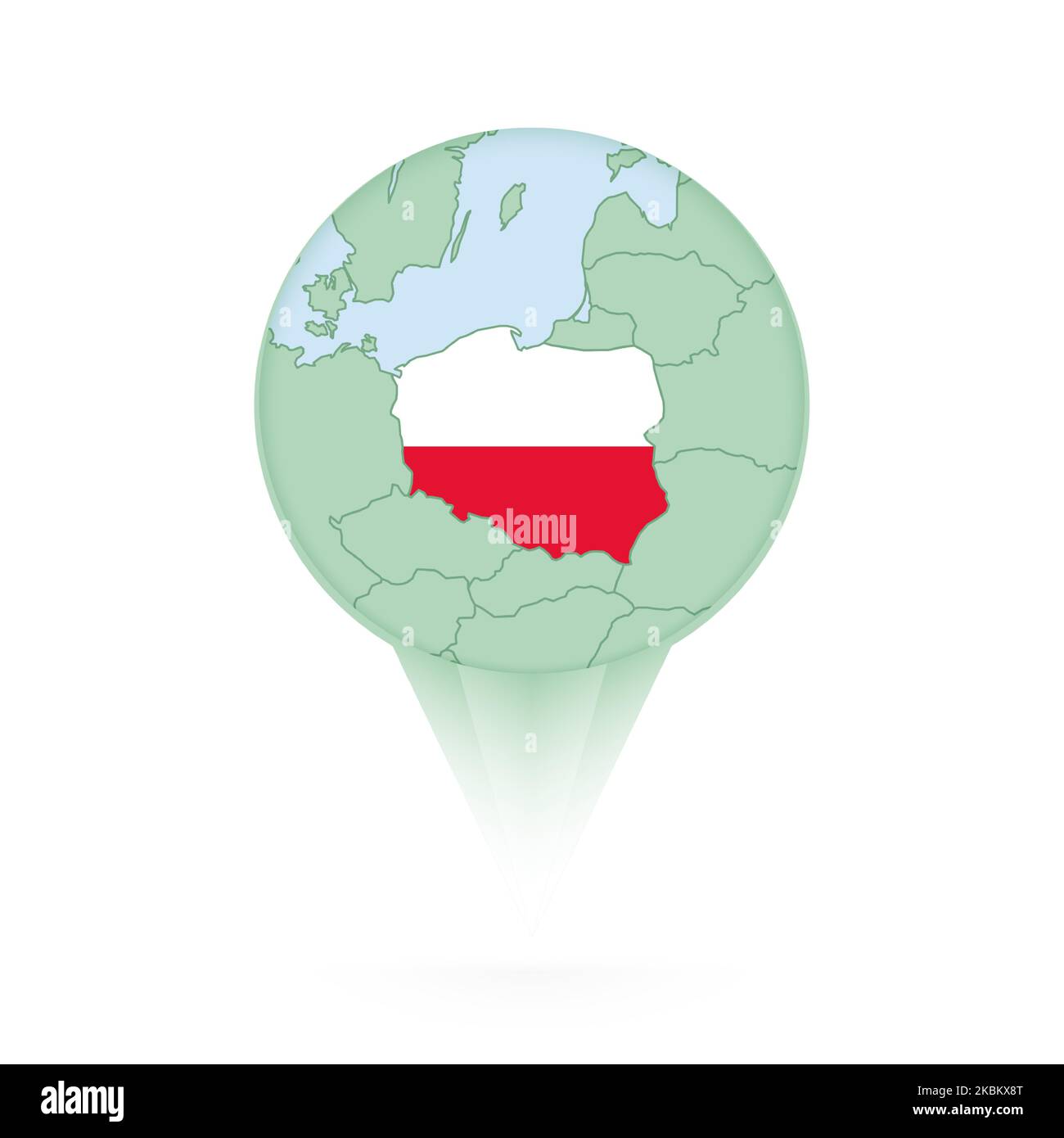 Poland map, stylish location icon with Poland map and flag. Green pin ...