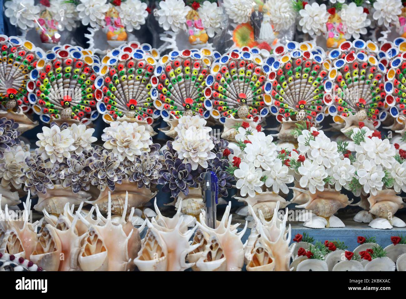 Handicrafts made from seashells in Kanyakumari, Tamil Nadu, India ...