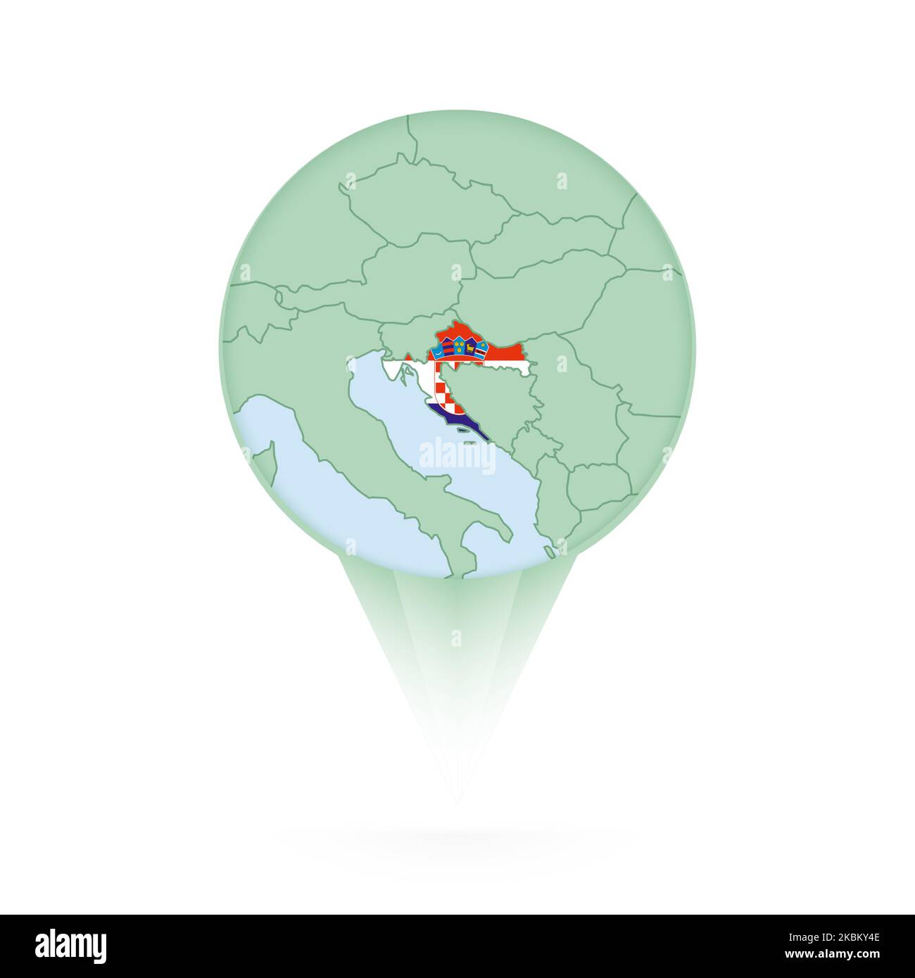 Croatia map, stylish location icon with Croatia map and flag. Green pin ...