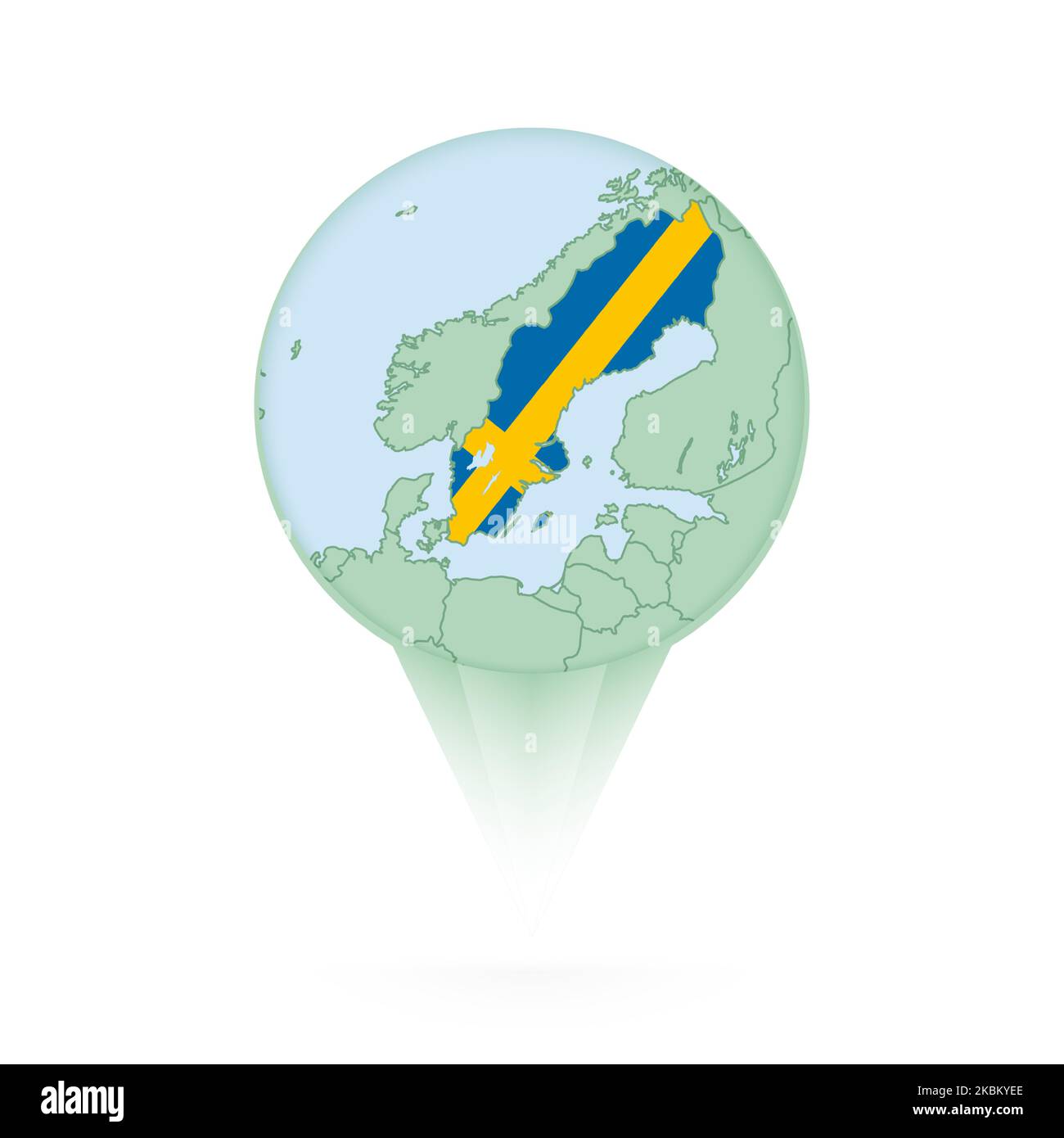 Sweden map, stylish location icon with Sweden map and flag. Green pin ...