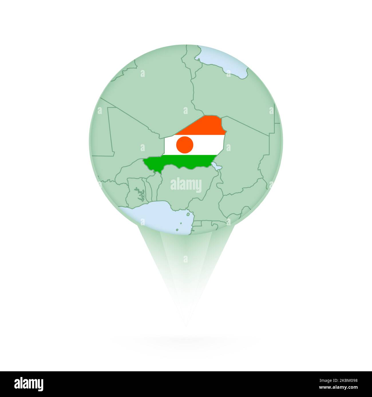 Niger map, stylish location icon with Niger map and flag. Green pin ...