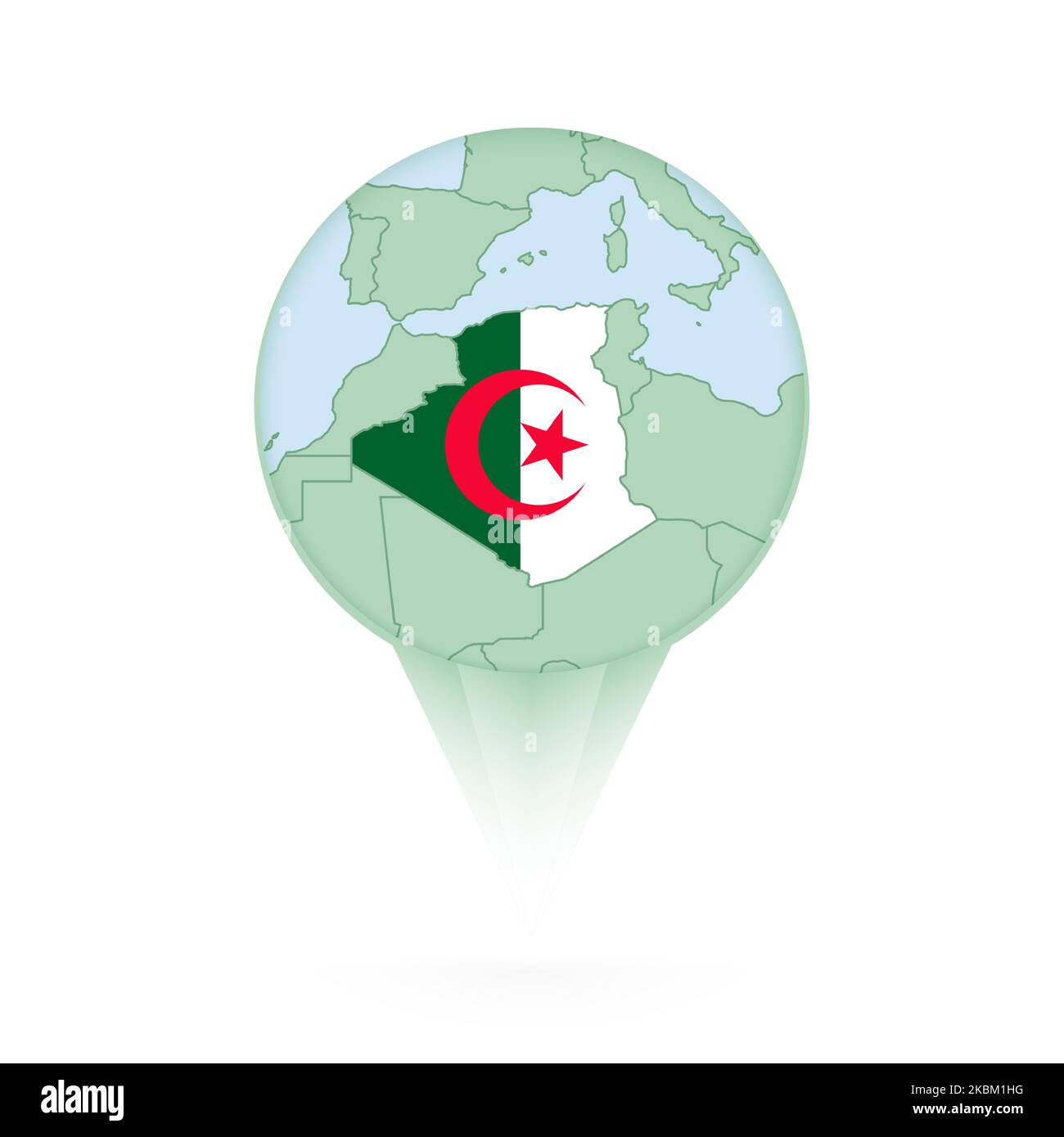 Algeria map, stylish location icon with Algeria map and flag. Green pin icon Stock Vector Image ...