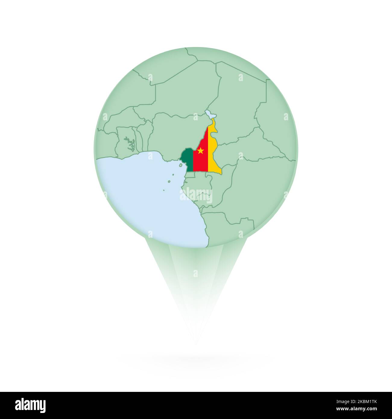 Cameroon Map Stylish Location Icon With Cameroon Map And Flag Green