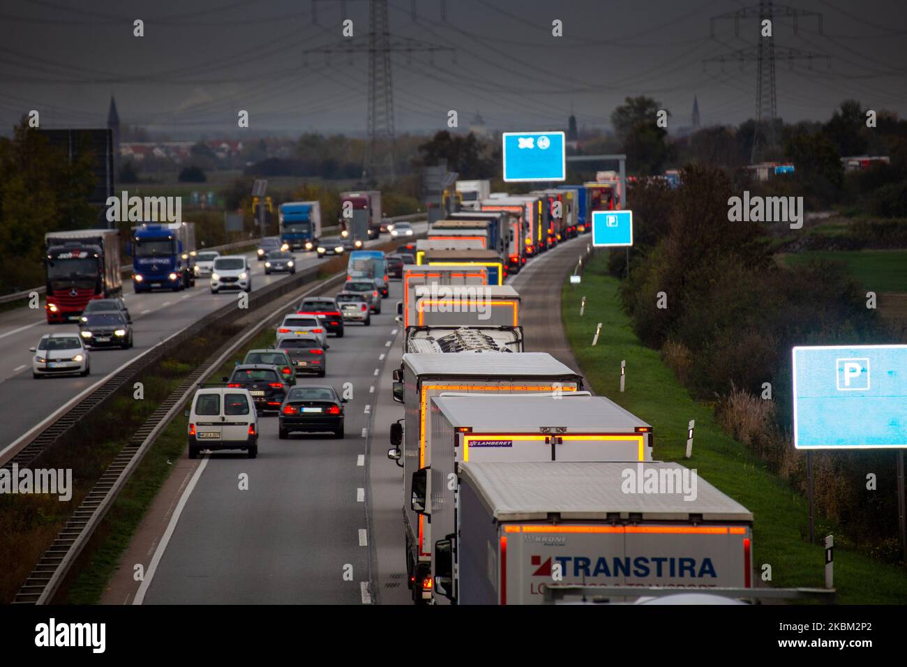 Germany: Traffic jam on the motorway Stock Photo - Alamy