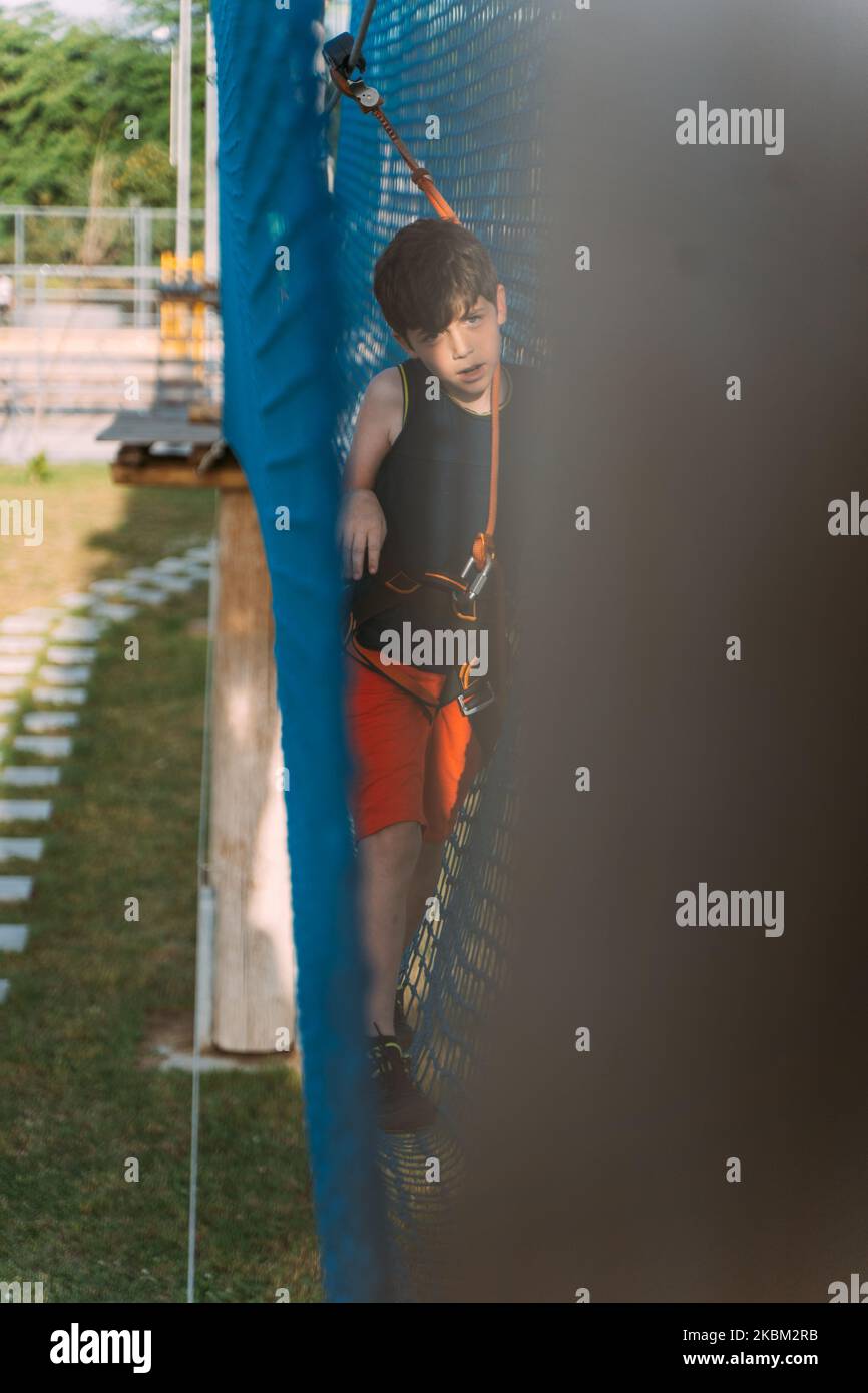 Happy kids trying balance hi-res stock photography and images - Alamy