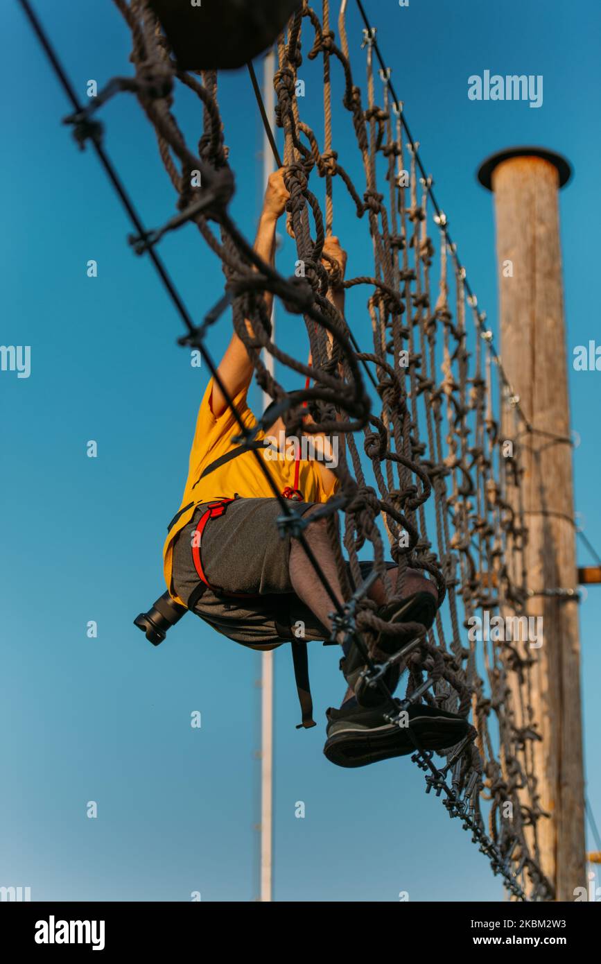 Camera man making his way forward to capture the next shot for the ...