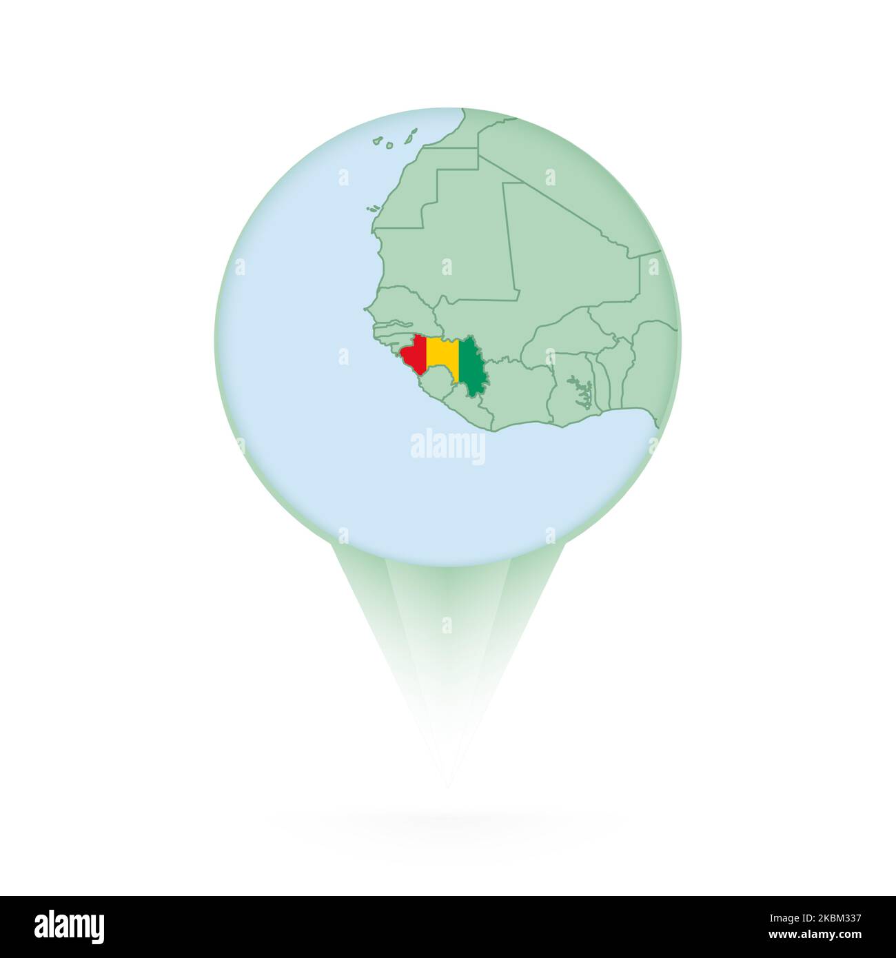 Guinea map, stylish location icon with Guinea map and flag. Green pin ...