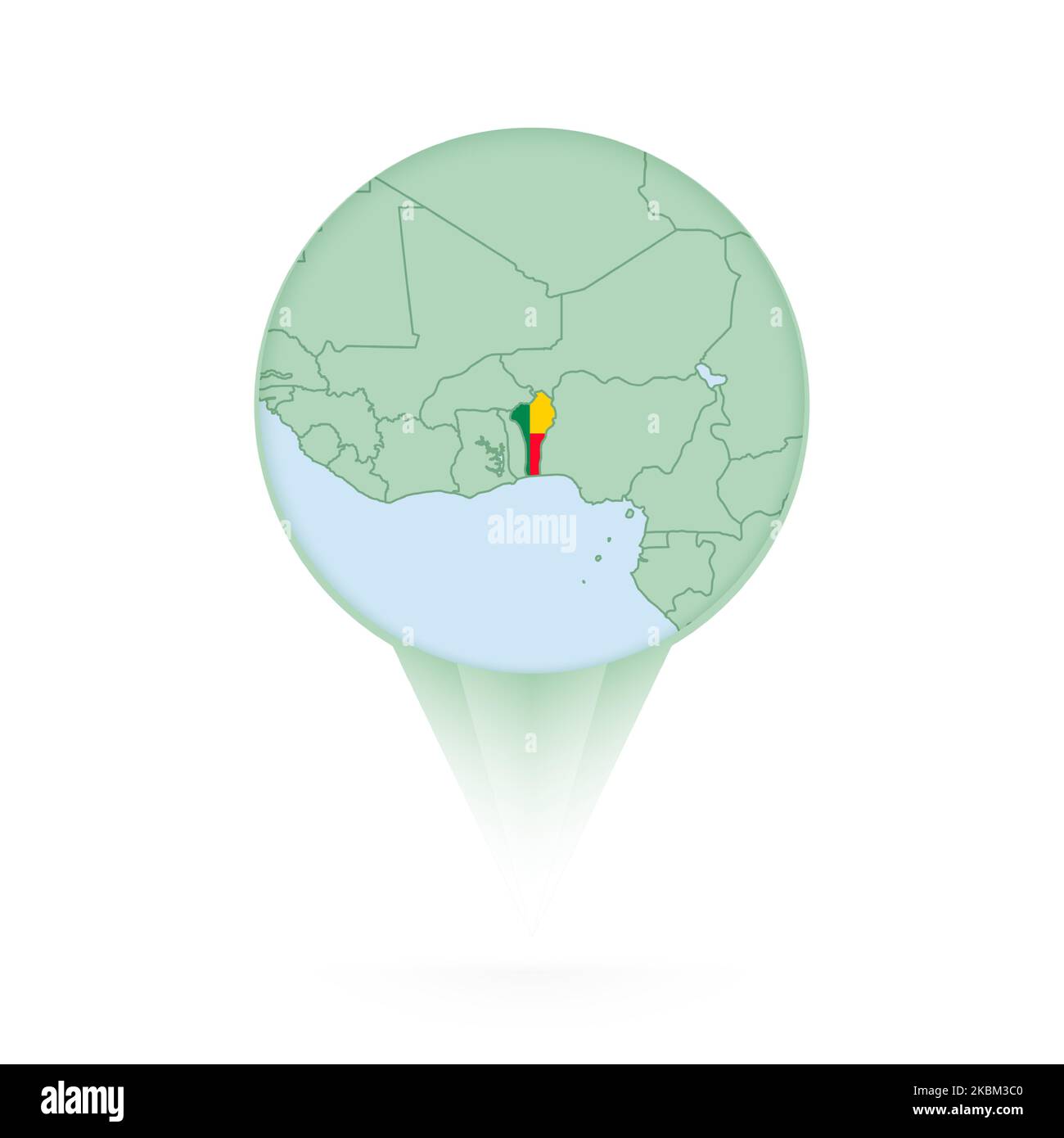 Benin Map Stylish Location Icon With Benin Map And Flag Green Pin