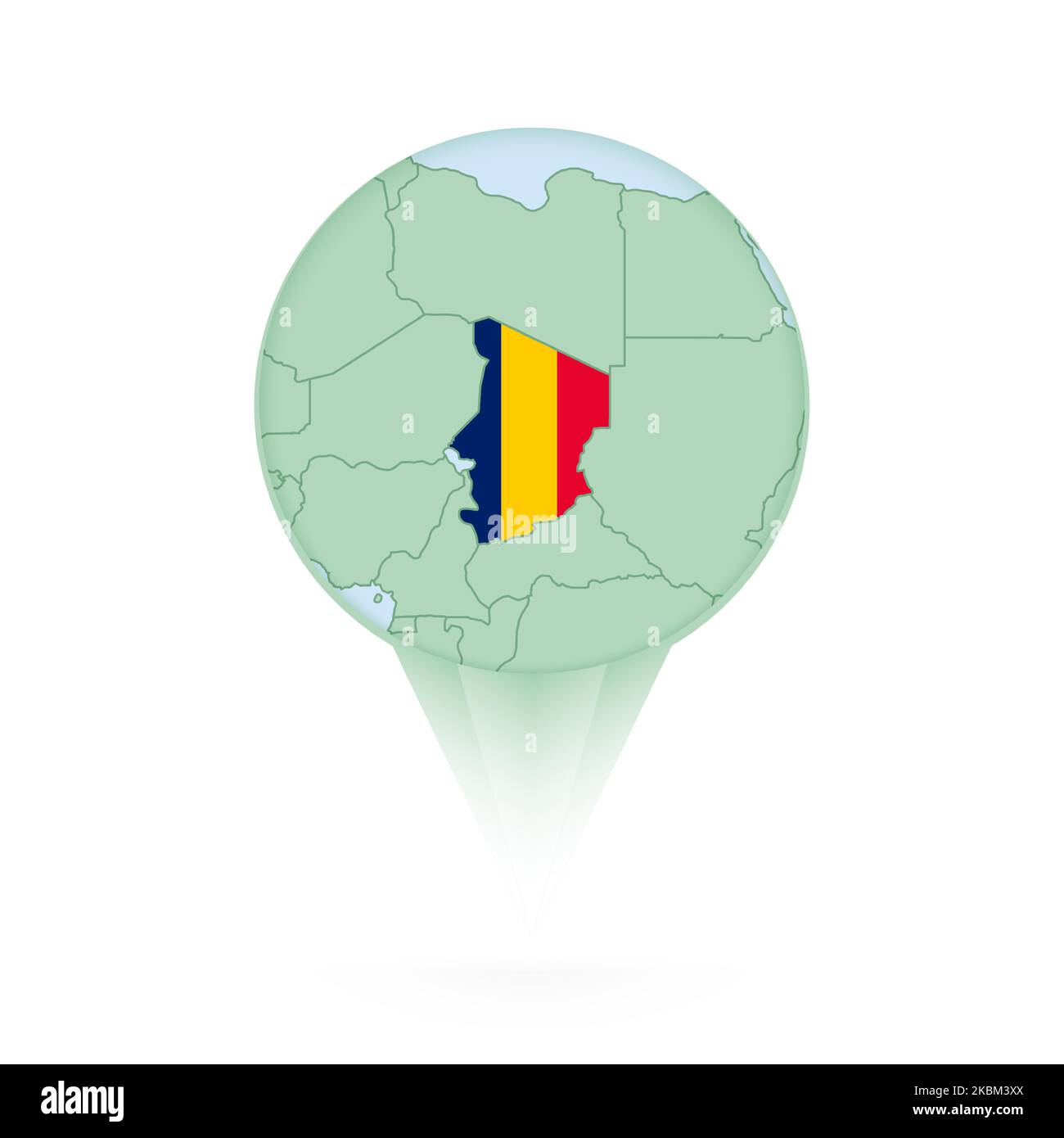 Chad map, stylish location icon with Chad map and flag. Green pin icon ...