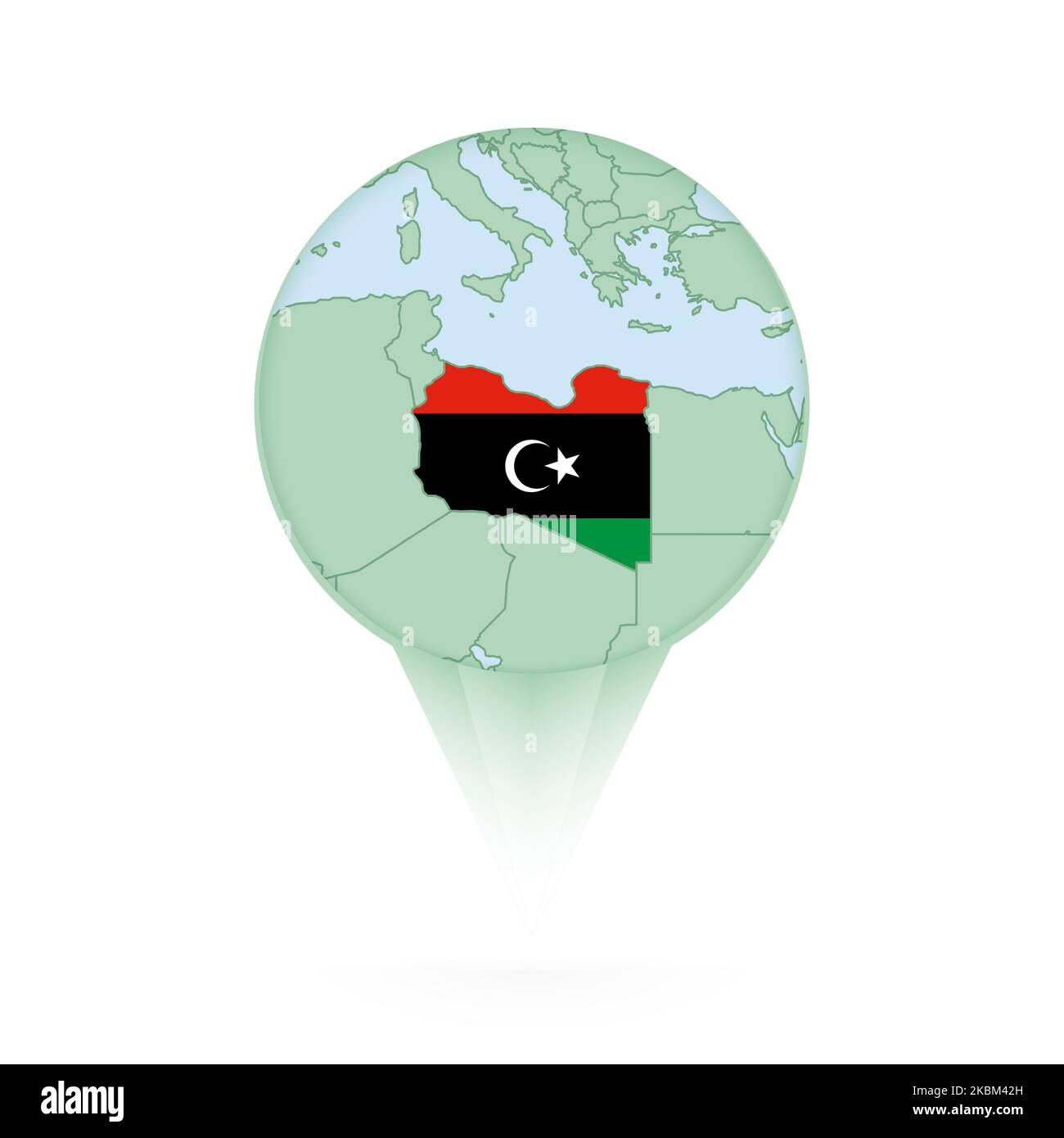 Libya map, stylish location icon with Libya map and flag. Green pin ...