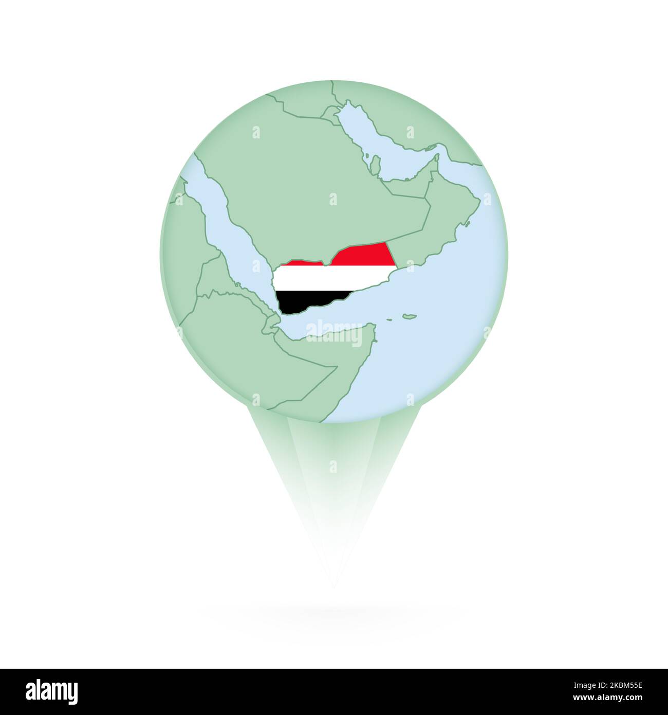 Yemen map, stylish location icon with Yemen map and flag. Green pin ...