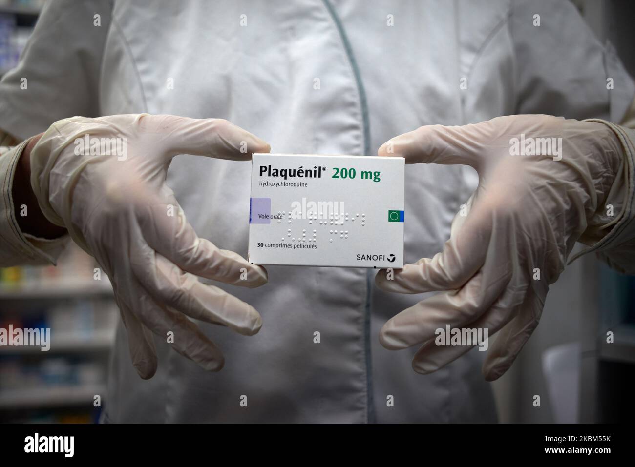 A box of Plaquenil, an anti-malaria drug hydroxychloroquine made by ...