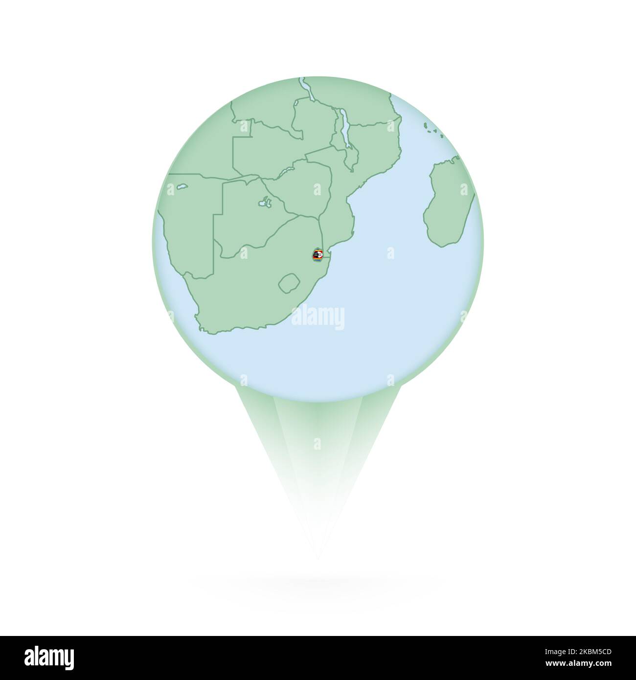 Swaziland map, stylish location icon with Swaziland map and flag. Green ...