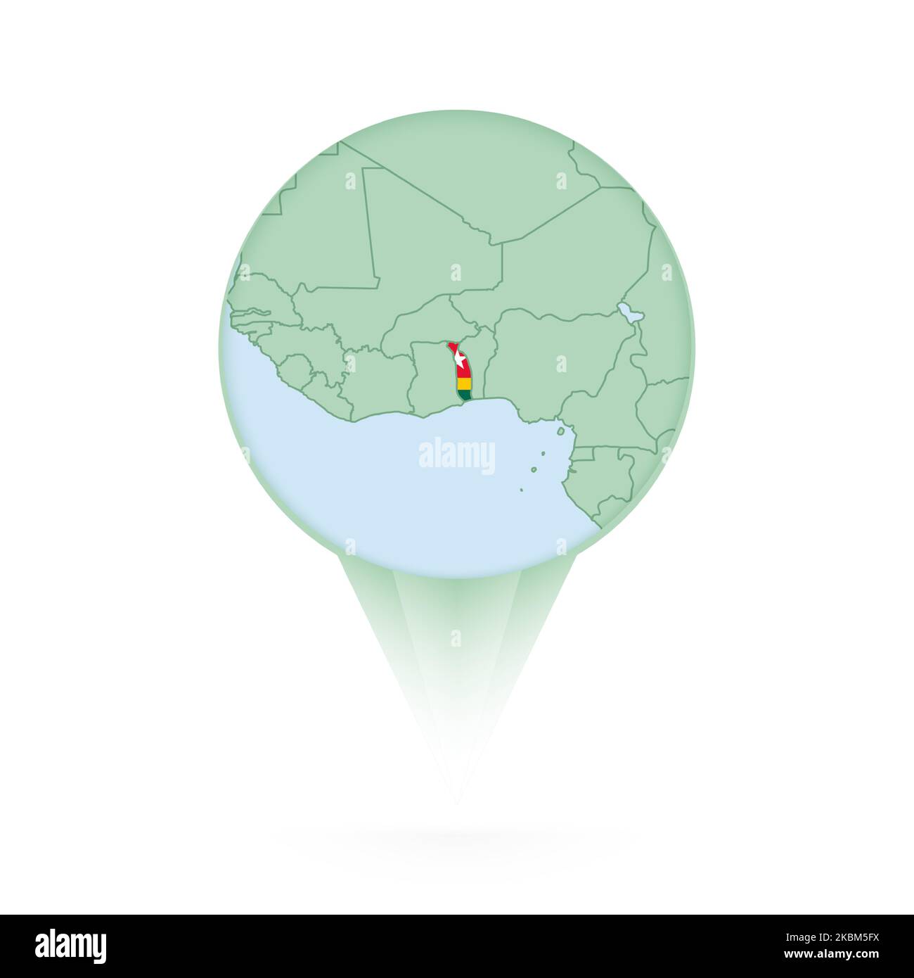 Togo map, stylish location icon with Togo map and flag. Green pin icon ...