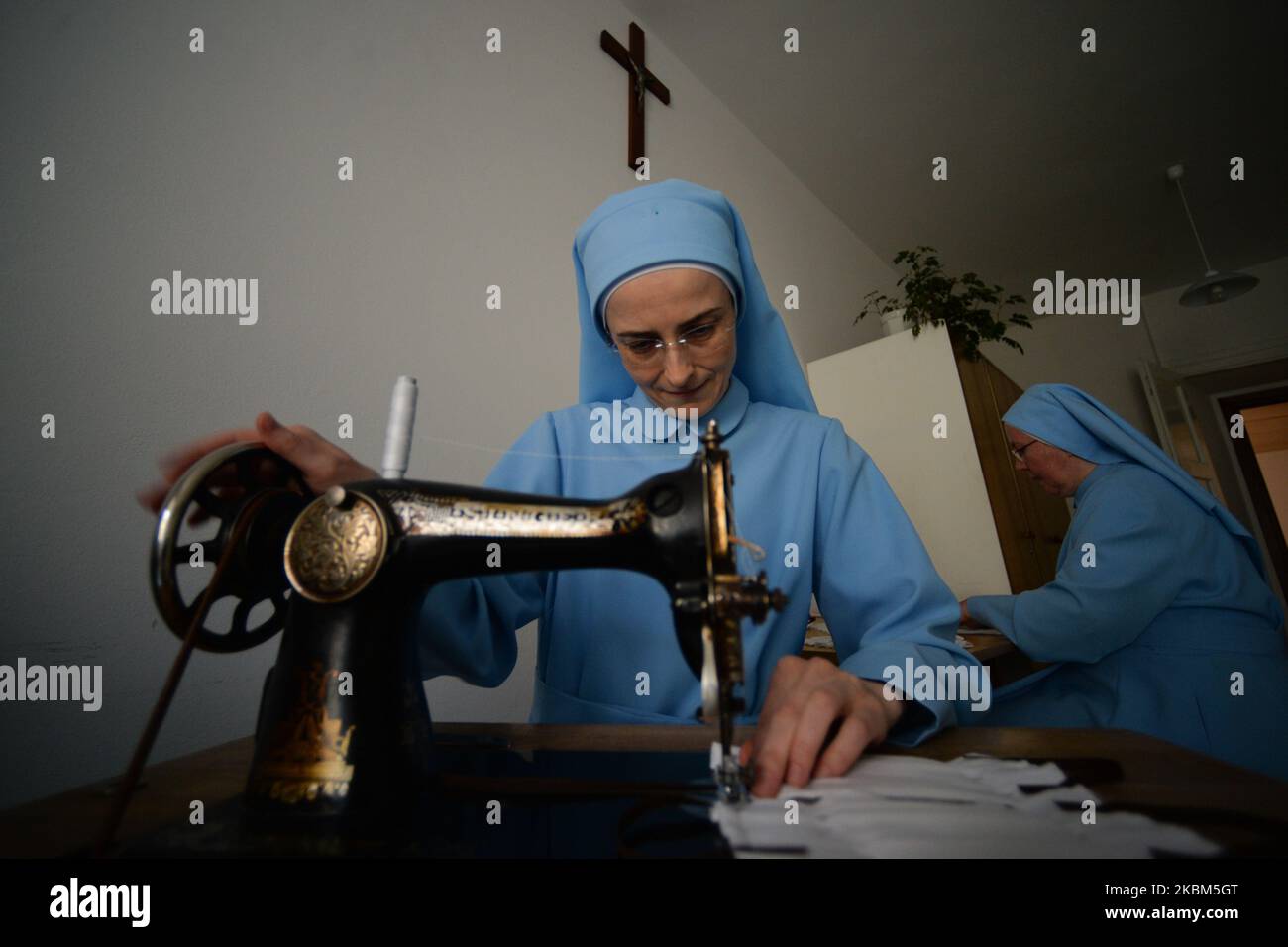 Nuns from the religious order of the Sisters of the Canon of the Holy ...