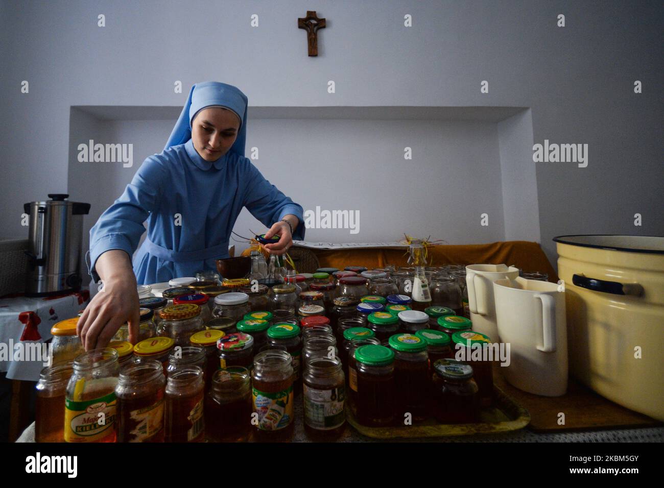 A nun from the religious order of the Sisters of the Canon of the Holy ...