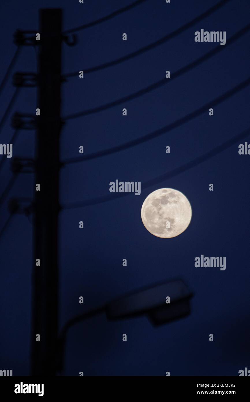 A full moon known as super moon taken early on April 8, 2020, also ...