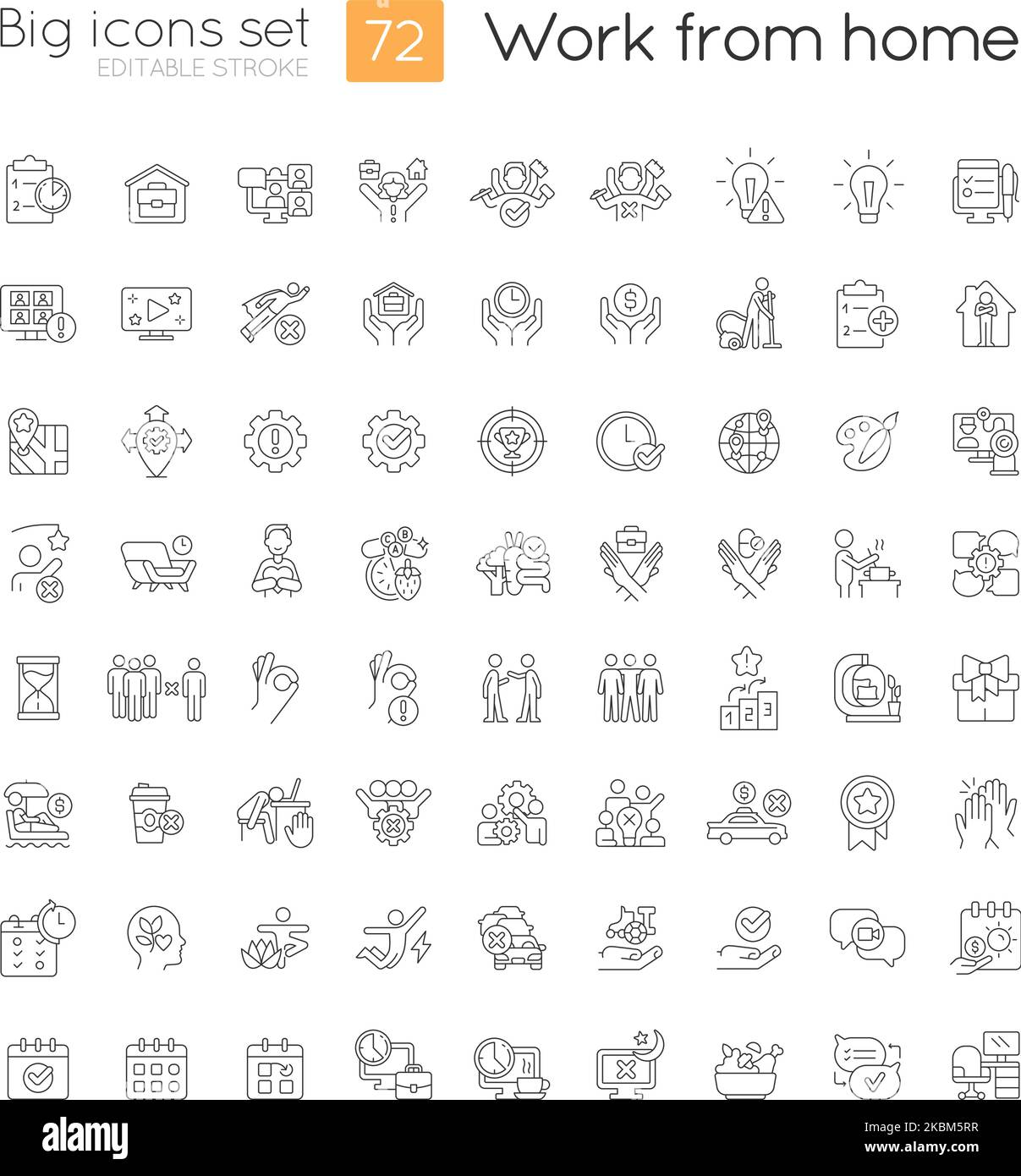 Remote workplace linear icons set Stock Vector Image & Art - Alamy