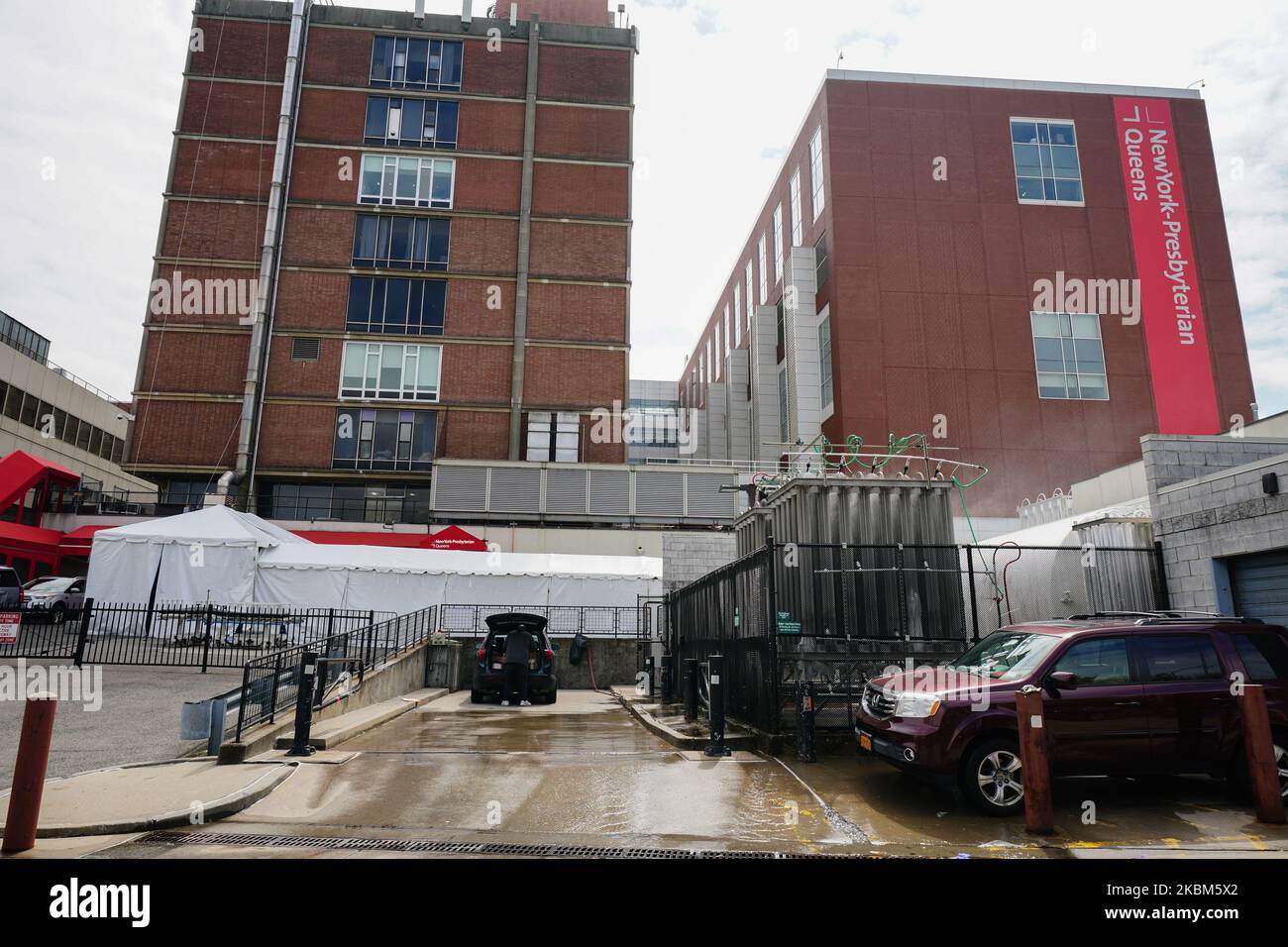 A view of refrigeration units serving as temporary morgue at ...