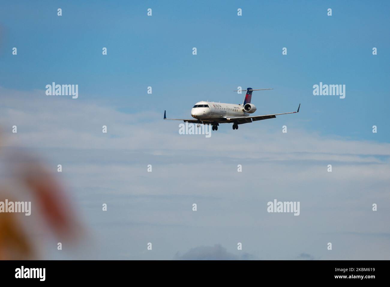 Delta Air Lines Bombardier CRJ-200 aircraft as seen on final approach ...