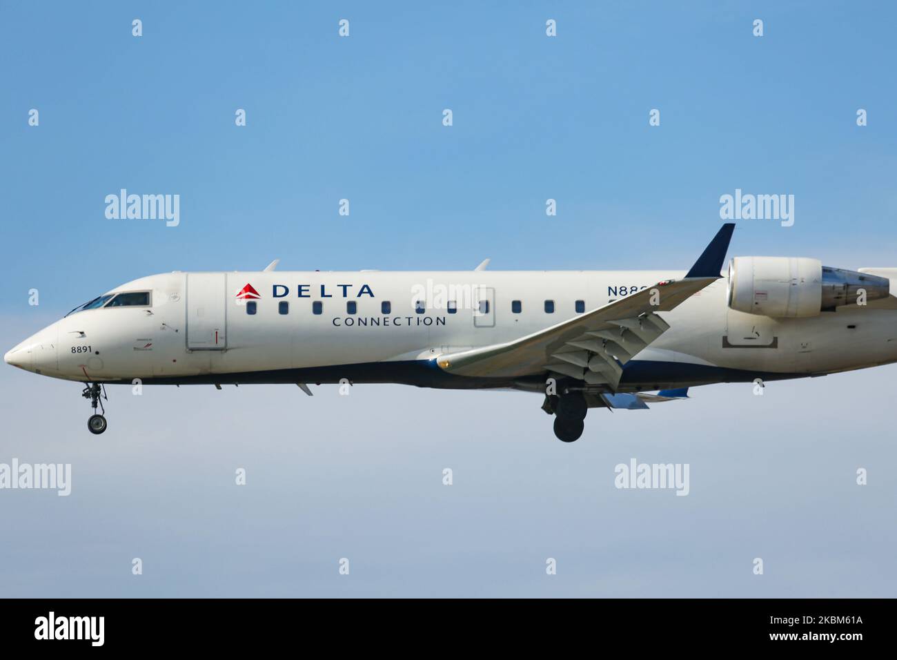 Delta Air Lines Bombardier CRJ-200 aircraft as seen on final approach ...