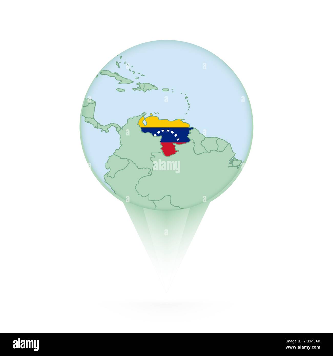 Venezuela map, stylish location icon with Venezuela map and flag. Green ...