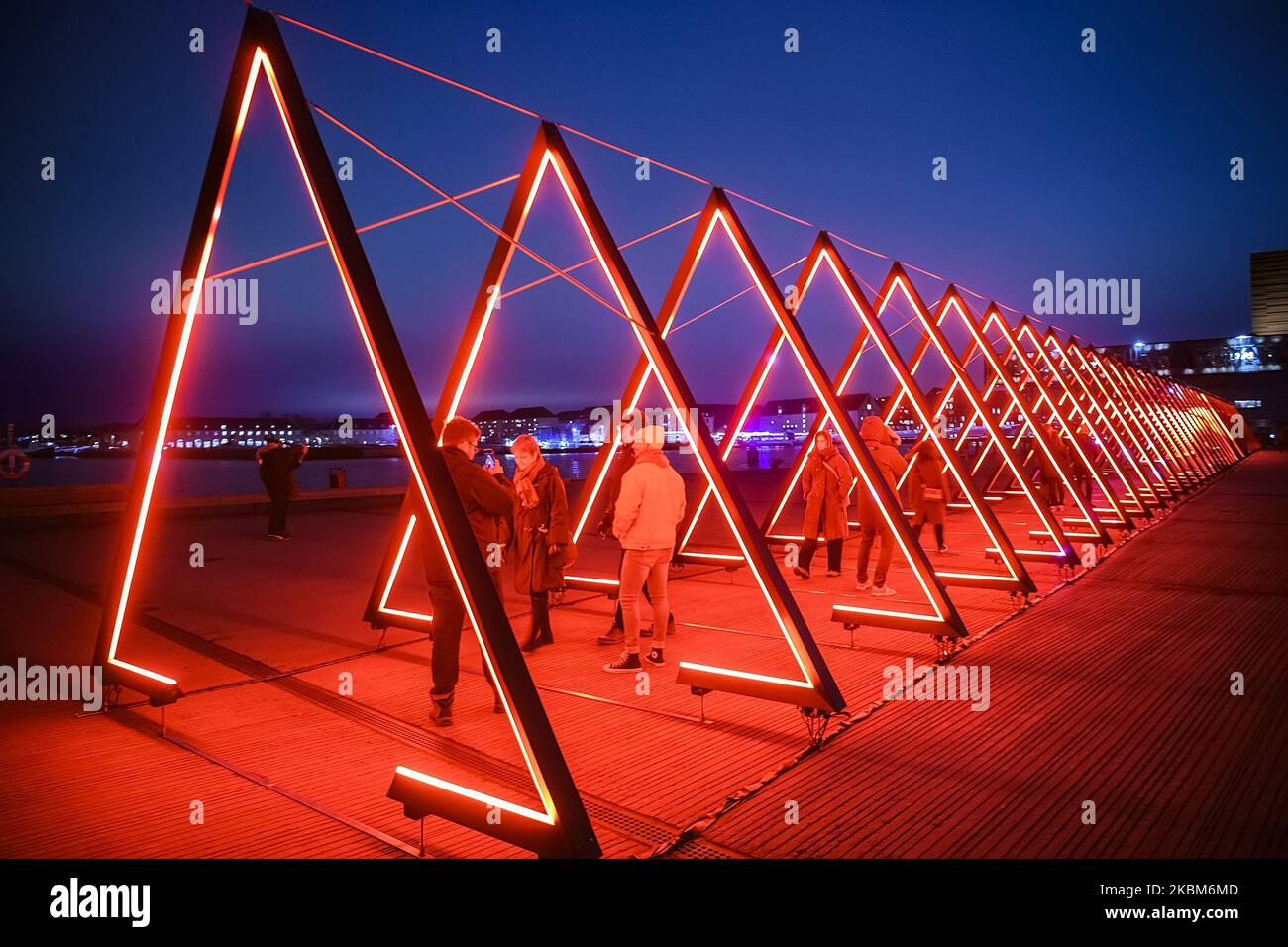 The Gate of Lights installation. Light Festival in Copenhagen, Denmark ...