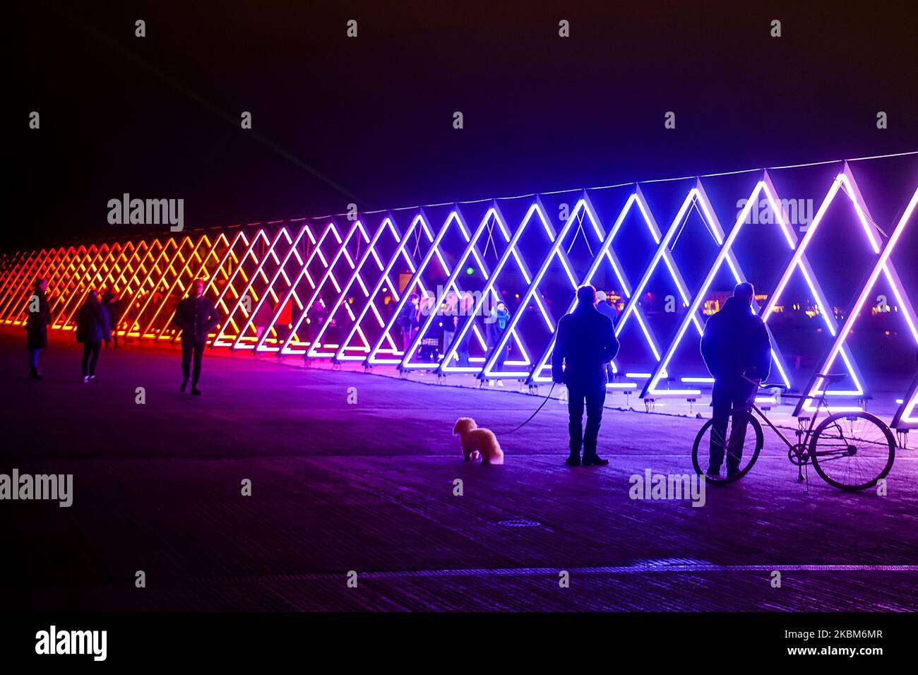 The Gate of Lights installation. Light Festival in Copenhagen, Denmark ...