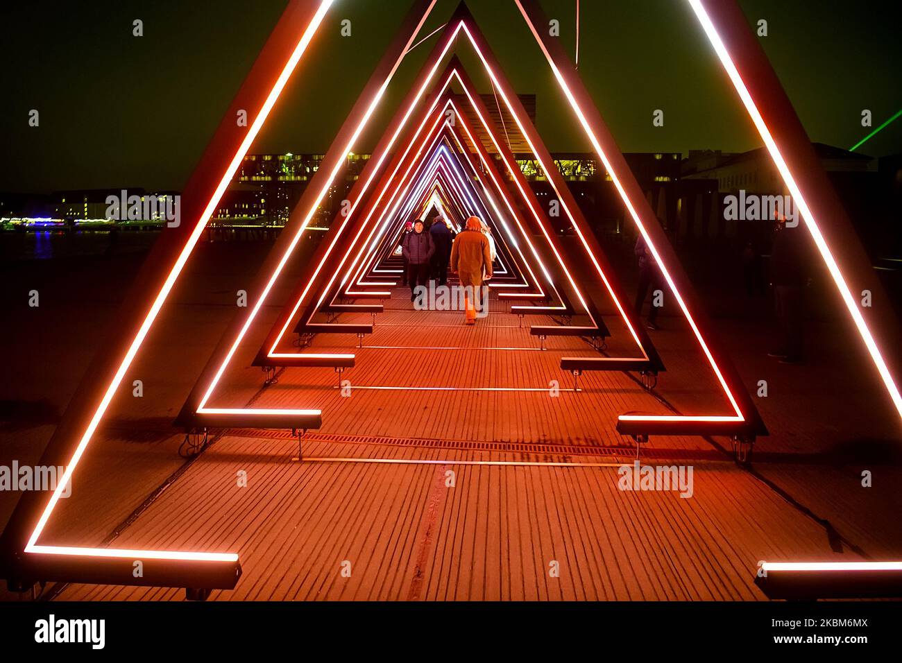 The Gate of Lights installation. Light Festival in Copenhagen, Denmark ...