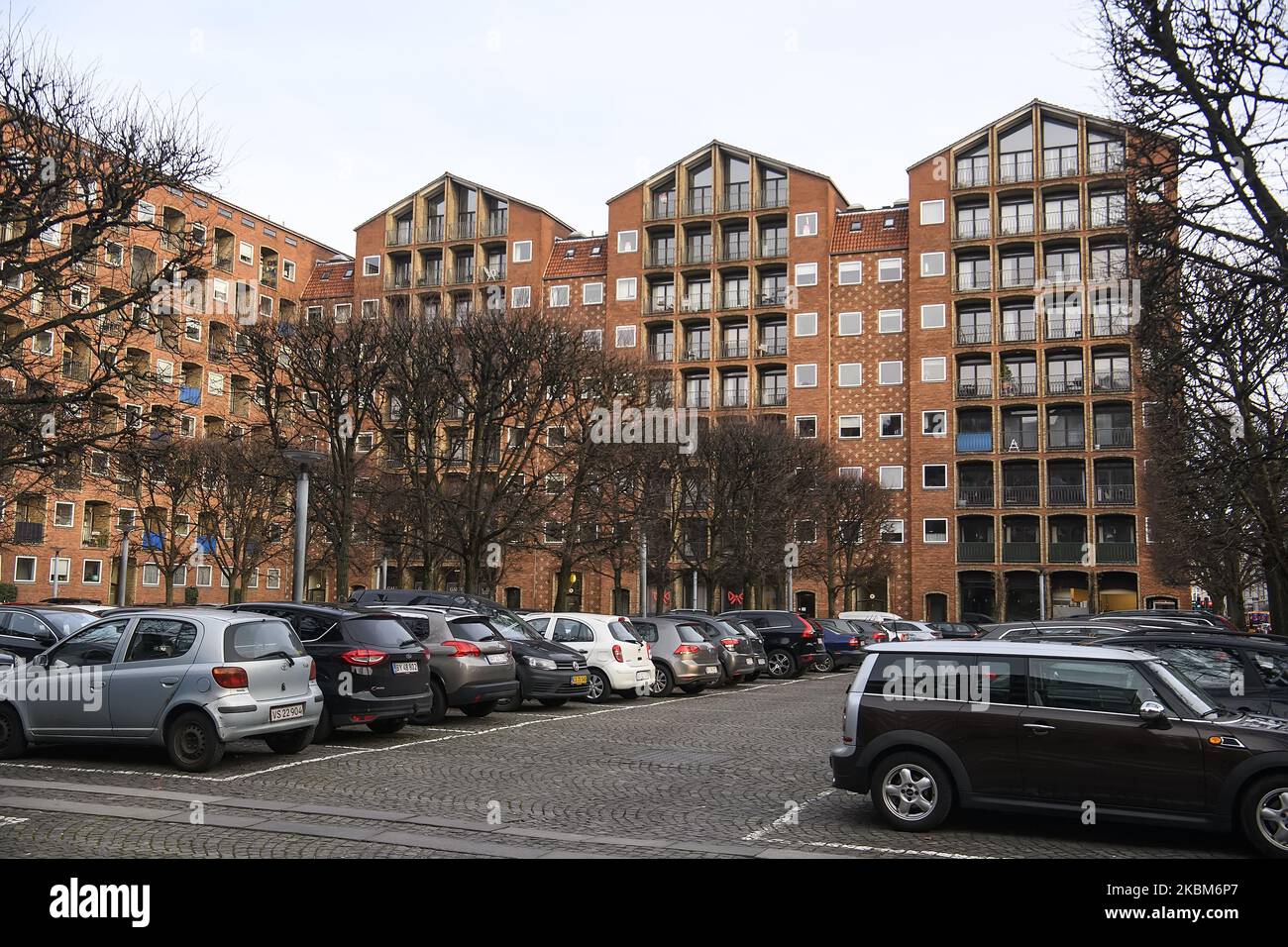 Residential buildings of modern architecture in Copenhagen, Denmark on ...