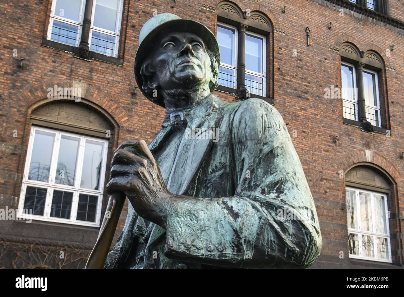 Bronze statue of Hans Christian Andersen at Copenhagen City Hall square ...