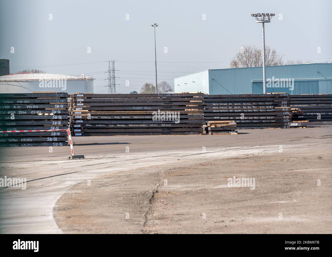 Giant pieces of steel at the steel factory in Ghent, Belgium are ...