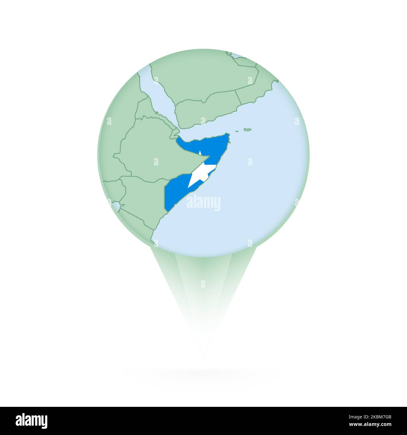 Somalia map, stylish location icon with Somalia map and flag. Green pin ...