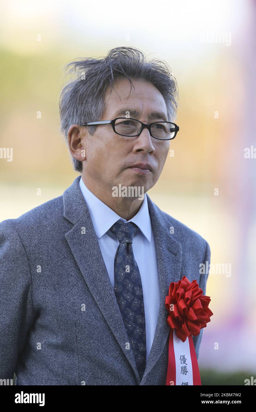 Hyogo, Japan. 29th Oct, 2022. Trainer Takayuki Yasuda won the MBS Sho Swan Stakes at Hanshin ...