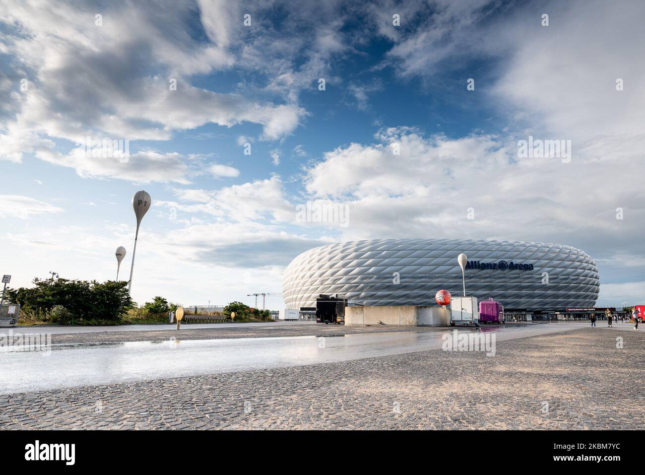 General view outside the Allianz Arena stadium of FC Bayern Munchen ...