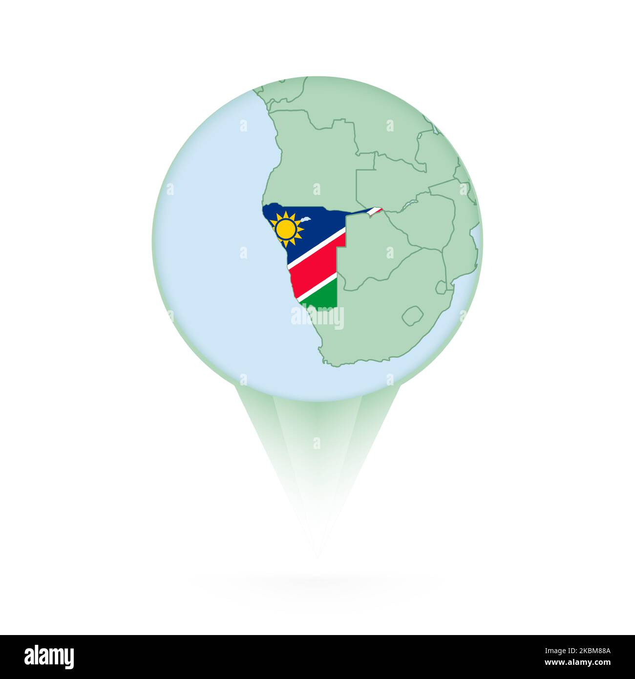 Namibia map, stylish location icon with Namibia map and flag. Green pin ...